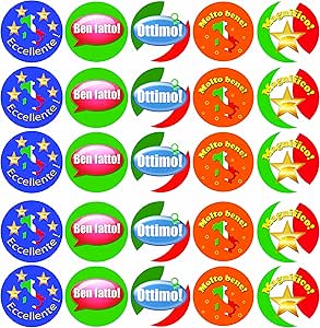 Amazon.com: Italian Language Assorted Reward Stickers - Merit Labels ...