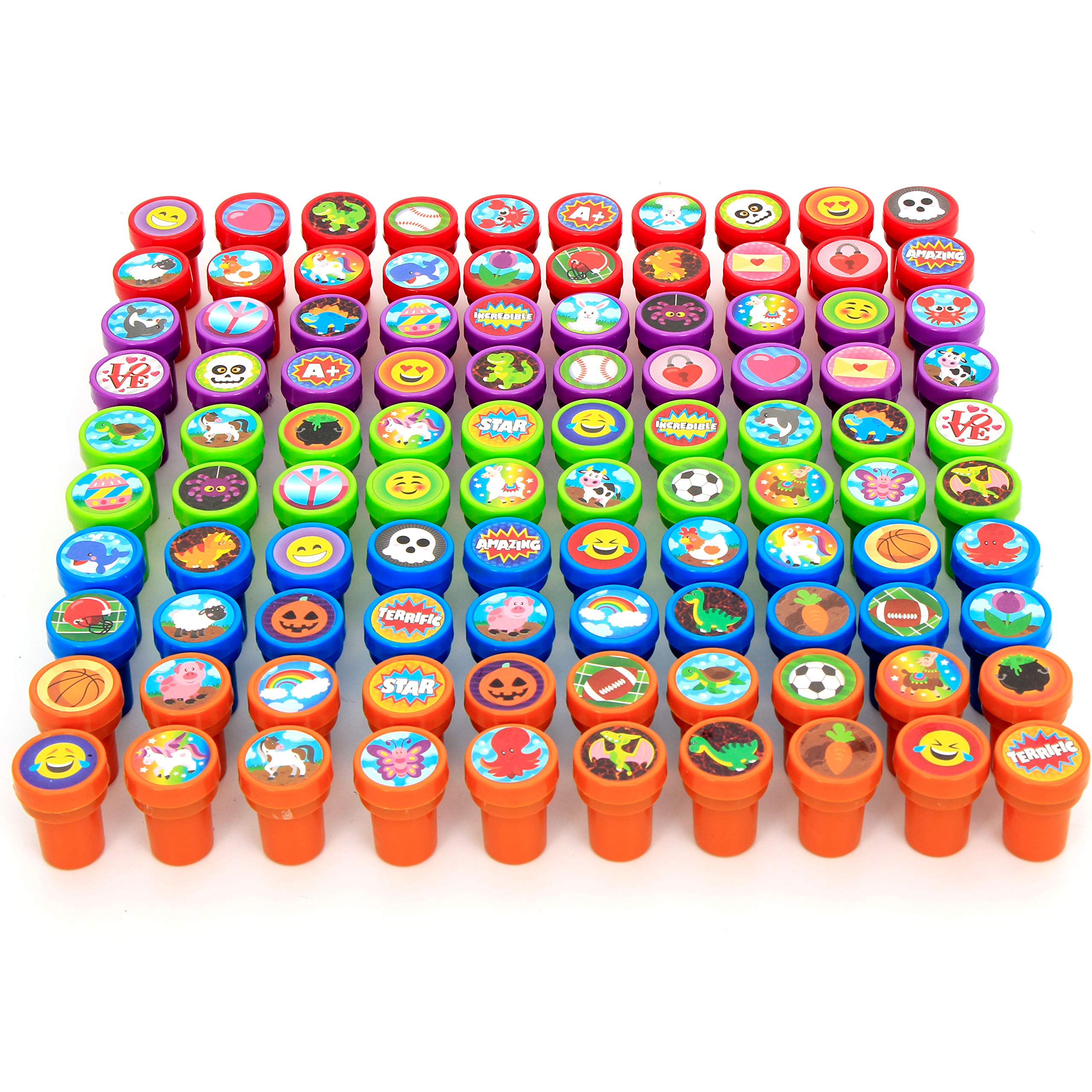 Buy 100 Pcs Assorted Stamps for Kids Self-ink Stamps (50 DIFFERENT ...