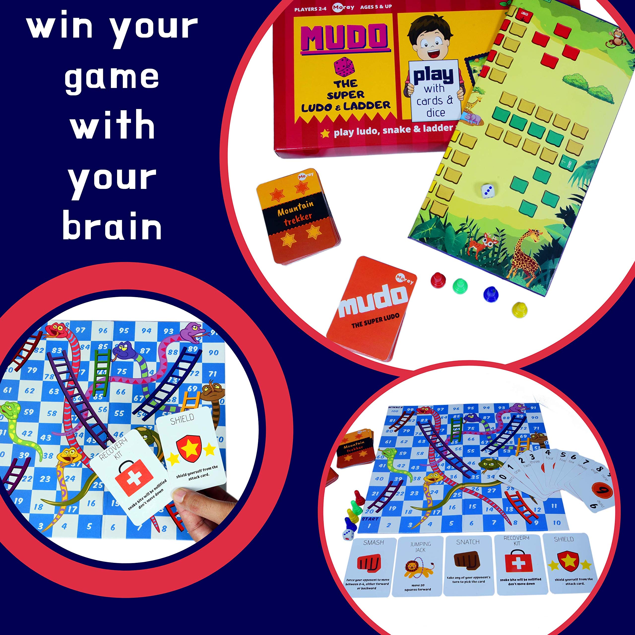 Buy Moray Mudo : The Super Ludo Snakes and ladders with dice and Cards ...