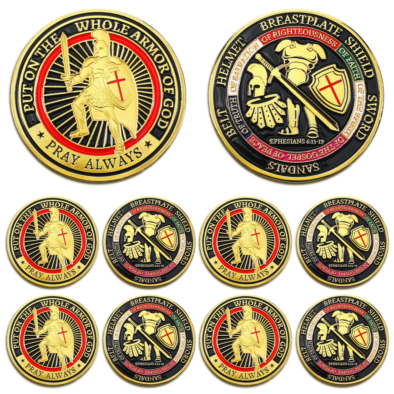 Amazon.com: Nosiny 10 Pcs Armor of God Coin Prayer Coin Metal Religious ...