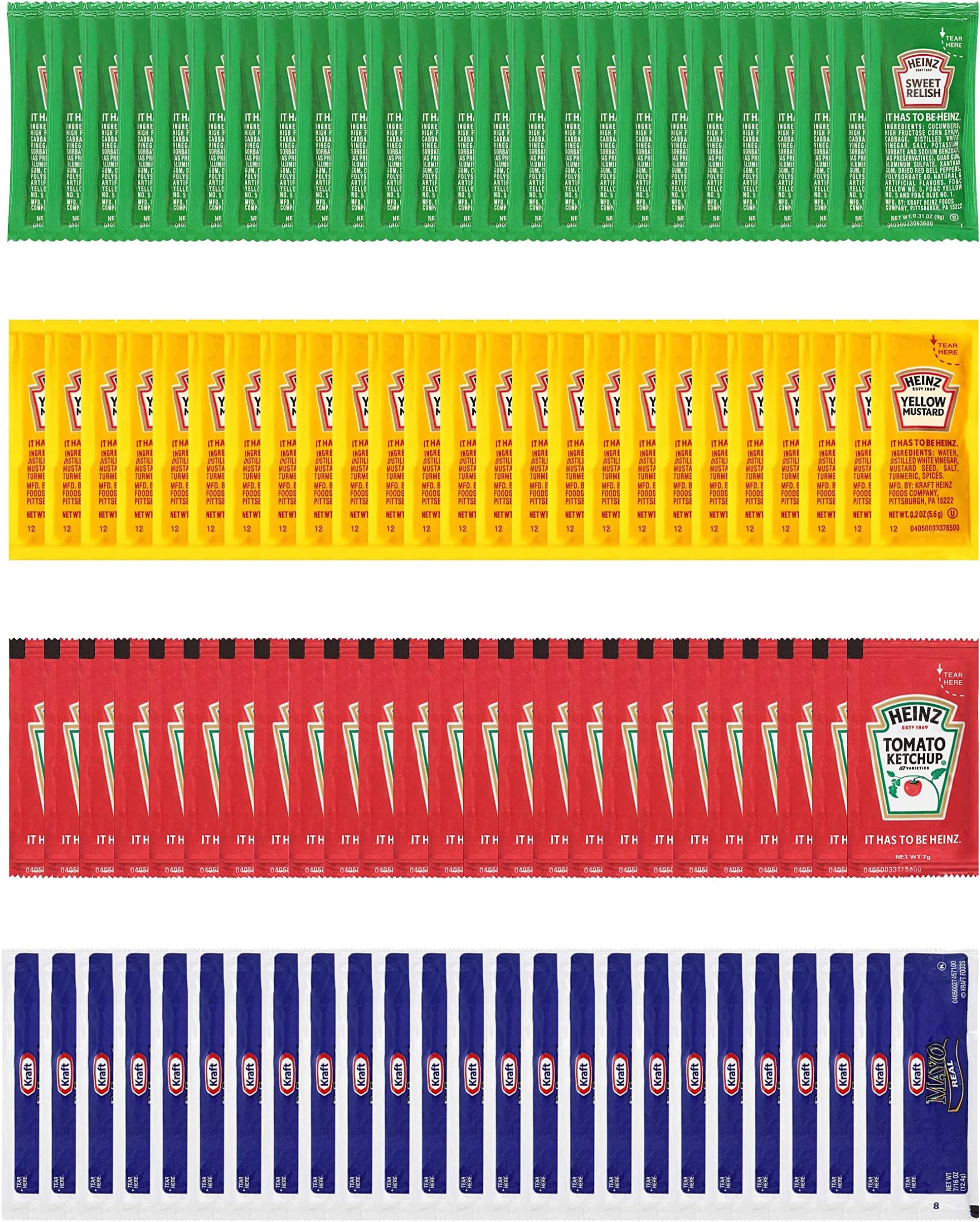 Amazon.com: Condiment Packets On the Go, Ketchup, Mustard, Relish, Mayo ...