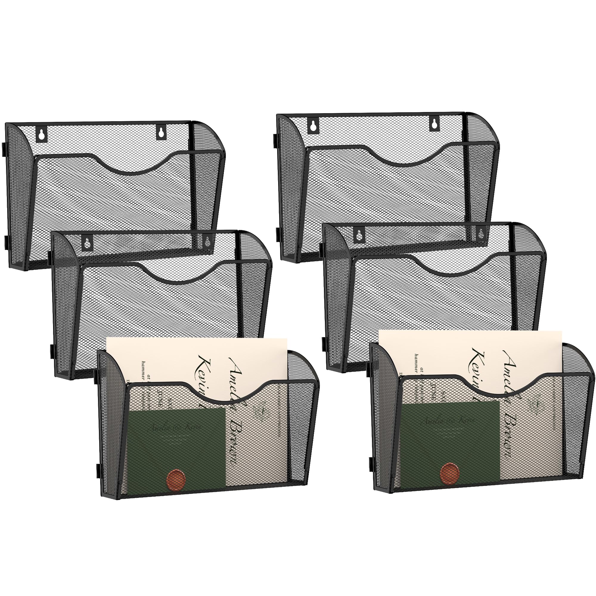 Steel Wall Mount File Pockets VEVOR Hanging Wall Files Organizer, 6
