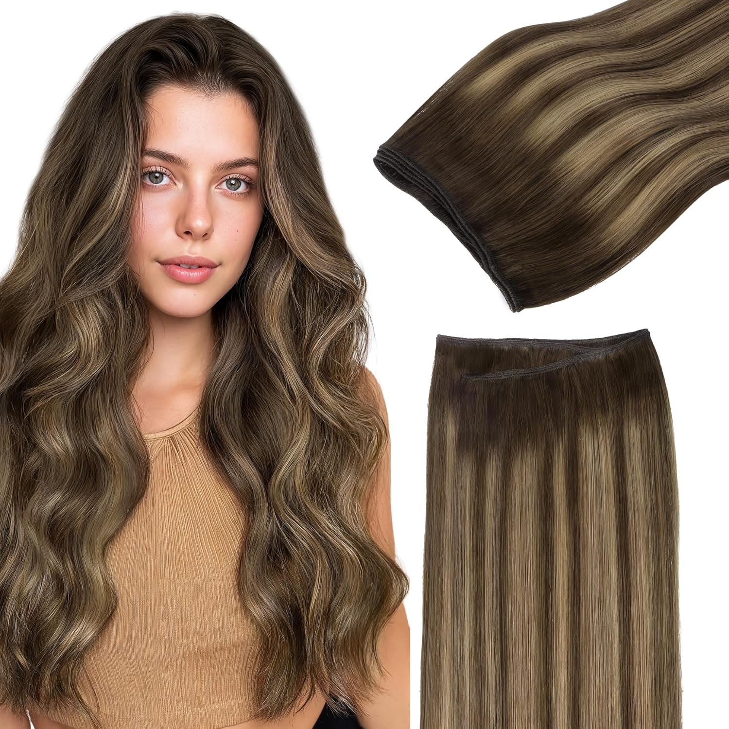 Amazon.com : GOO GOO Sew in Hair Extensions Real Human Hair, Weft Hair ...