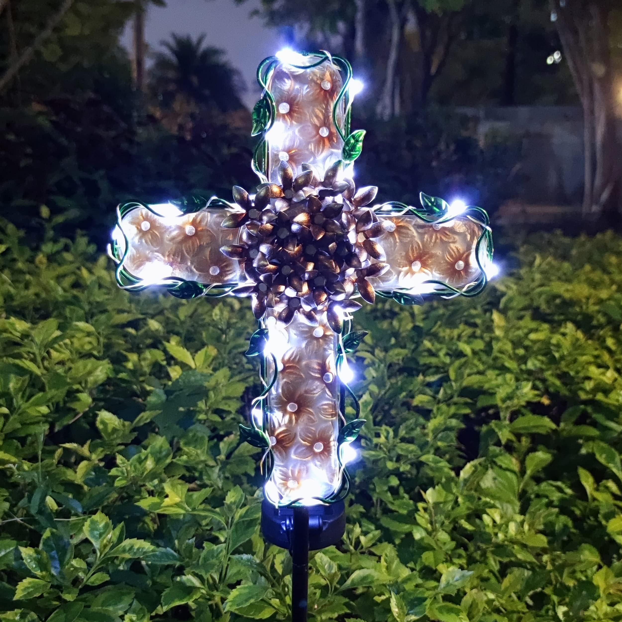 Amazon.com: YULETIME 36" Christmas Cross Stake, Solar Powered with 6 ...