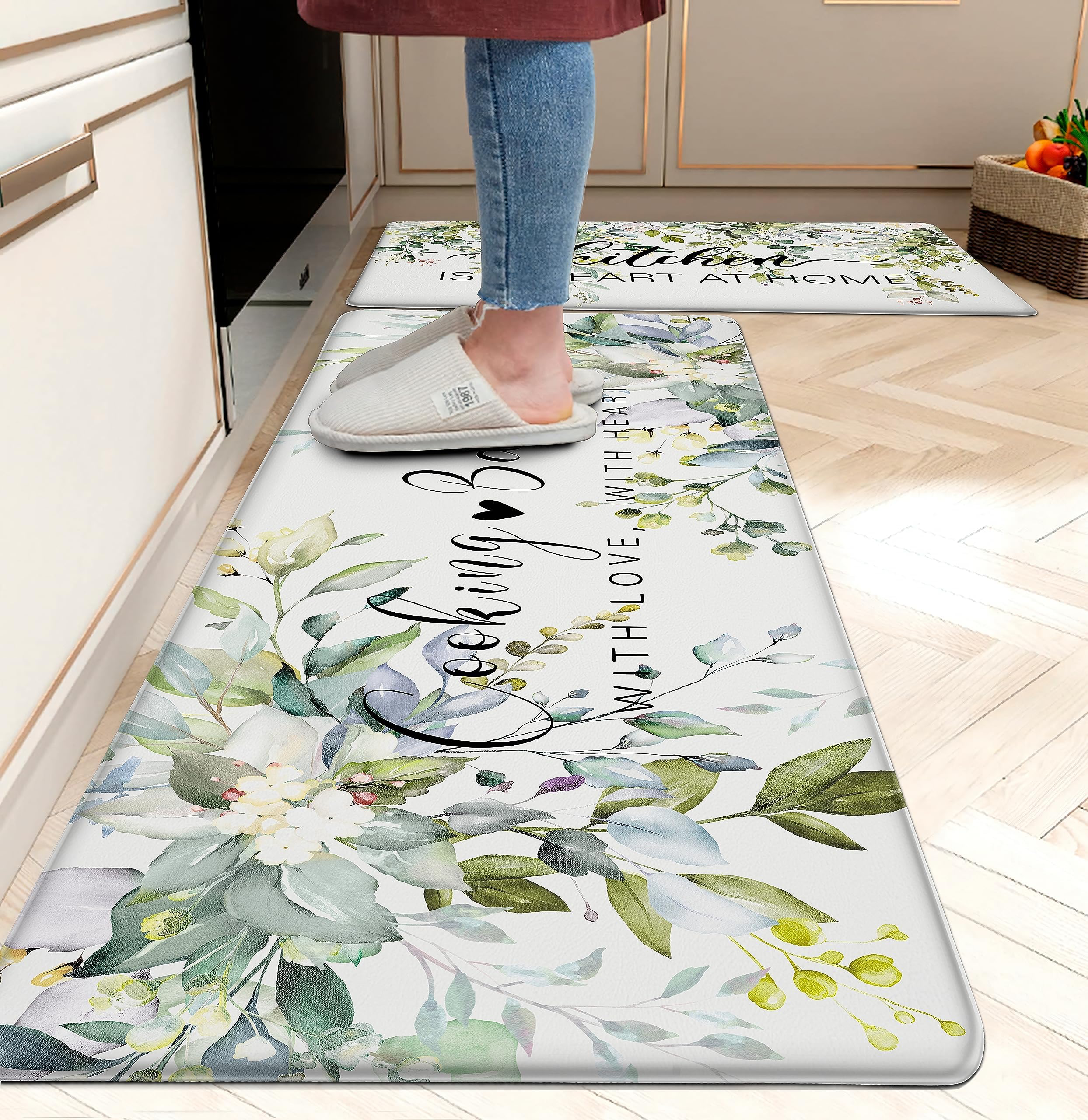 Amazon.com: ASPMIZ Spring Summer Kitchen Rugs Set of 3 Non Slip, Green ...