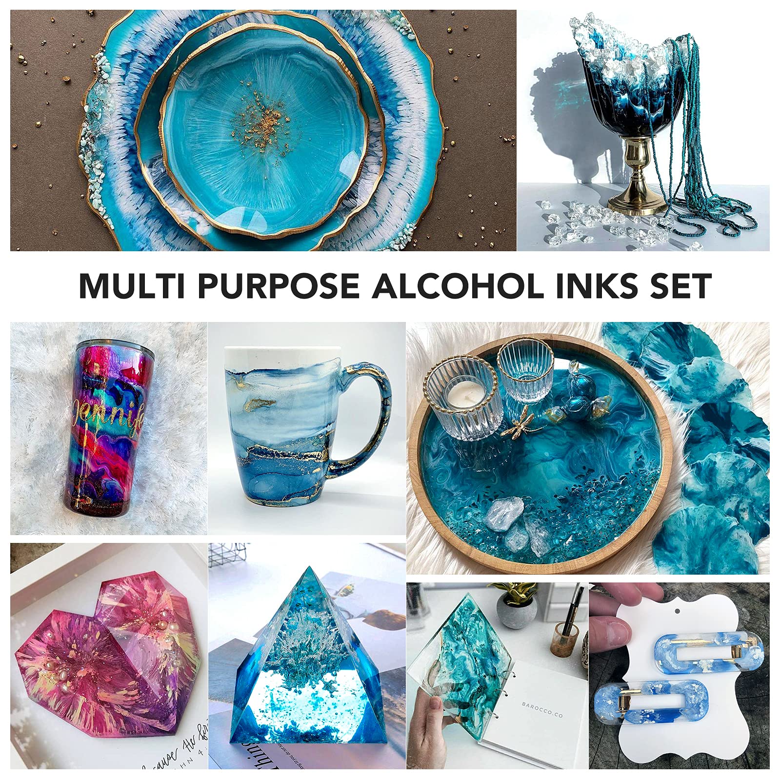 HTVRONT Colors 20ML Metallic Alcohol Ink Set Resin Pigment, 42% OFF