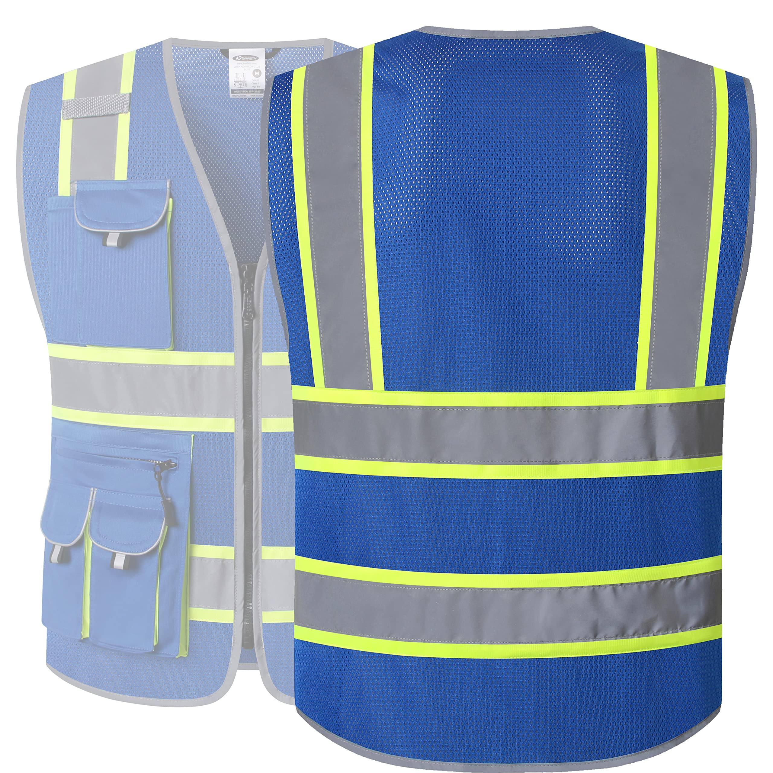 Snapklik.com : JKSafety 10 Pockets Hi-Vis Neon Color Frontal Zipper ...