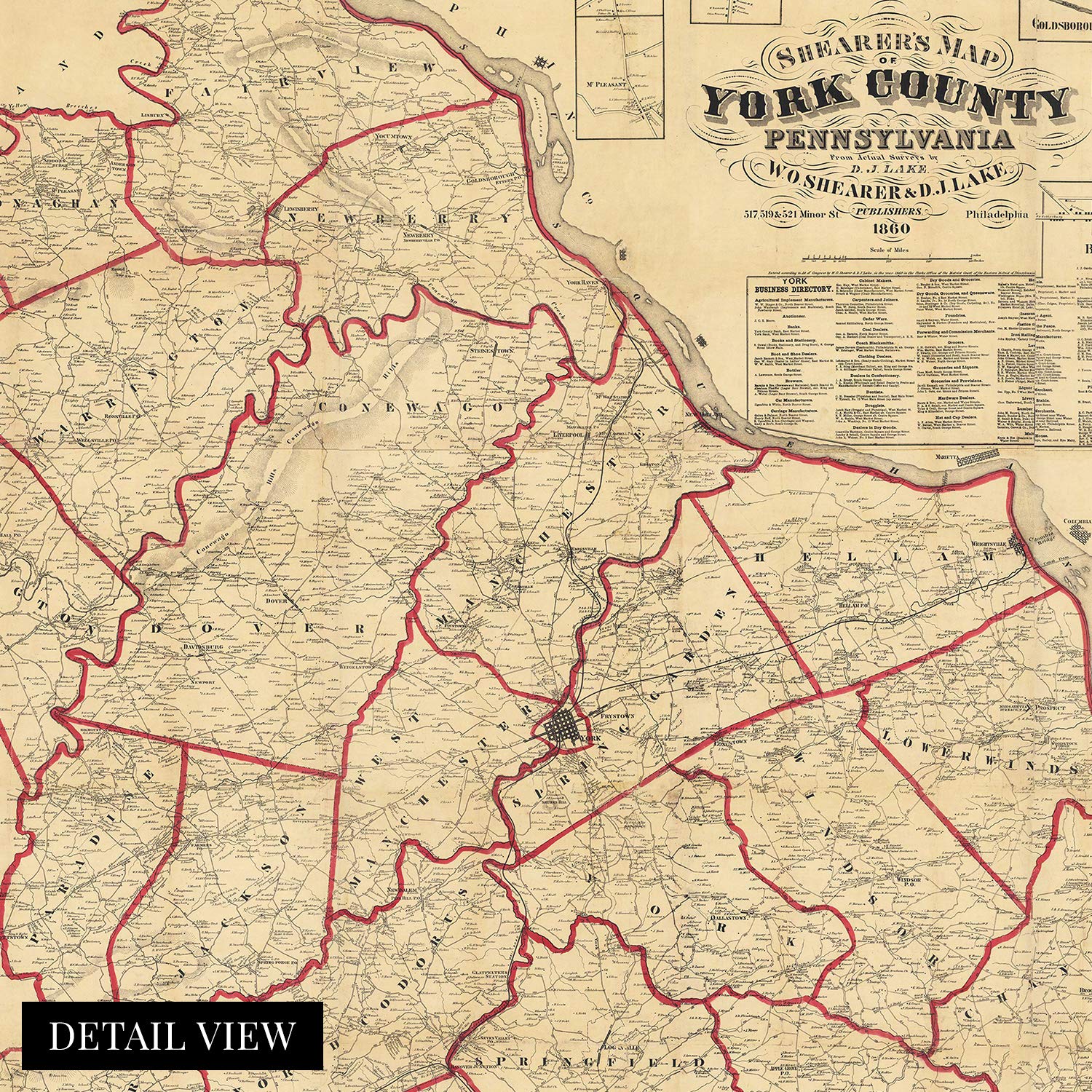 Antique York County Pa Map Old Mill Creek Topo Map PA, York County