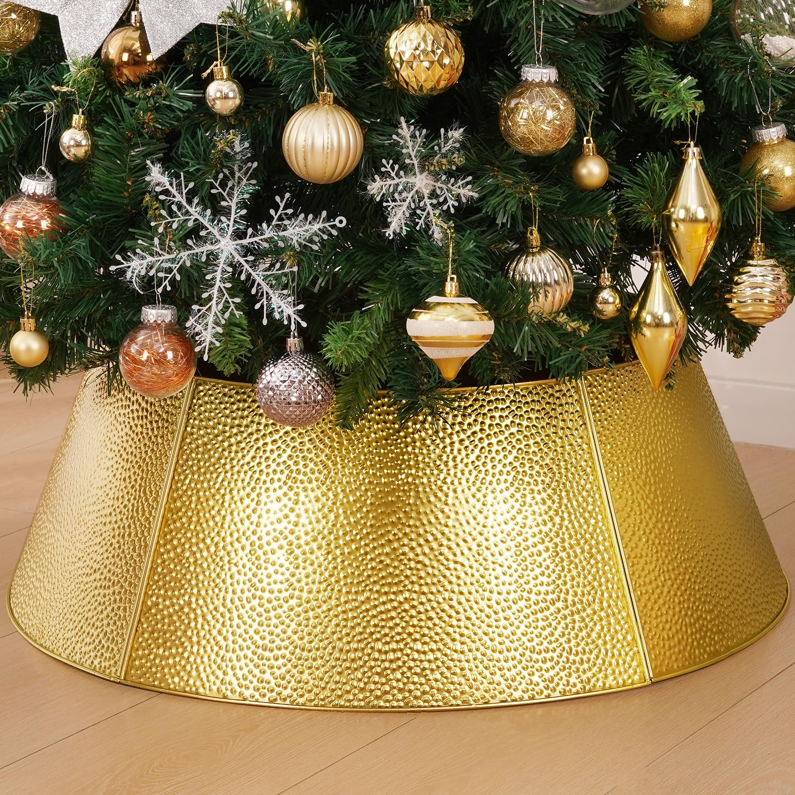Amazon.com: Invoibler Christmas Tree Collar 28" Gold Metal Christmas ...