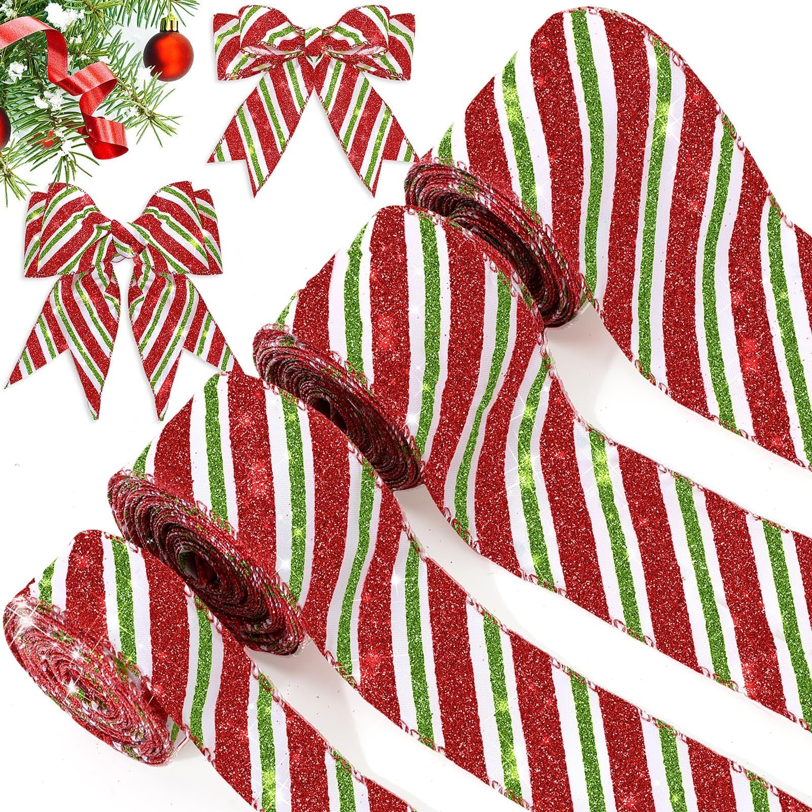 Amazon.com: Youyole 10 Yards Merry Christmas Wired Ribbon 2.5" Wired ...