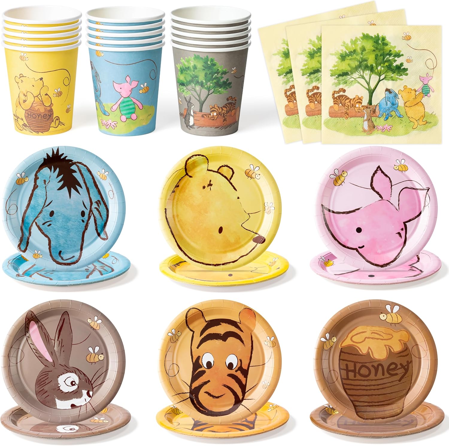 Amazon.com: Andi Cppss Winnie Themed Party Tableware - 90PCS Winnie ...