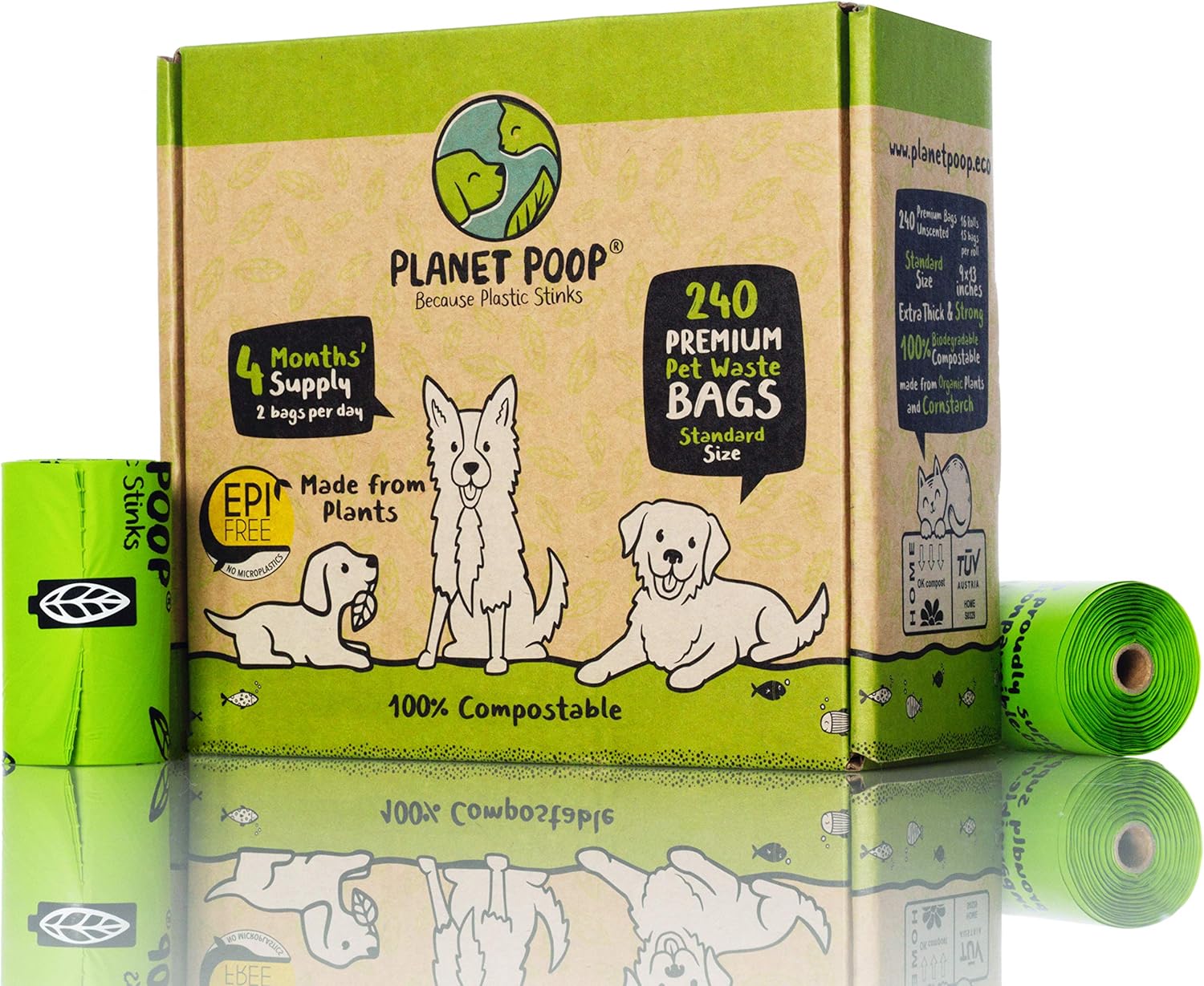 Amazon.com : PLANET POOP Home Compostable Dog Poop Bags on Refill Rolls ...