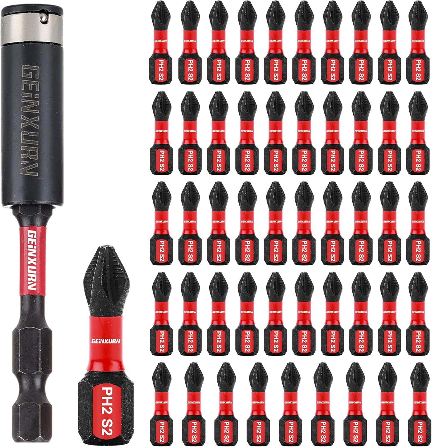 Geinxurn 51Pack PH2 1 Inches Impact Tough Anti-Slip Screwdriver Bits ...