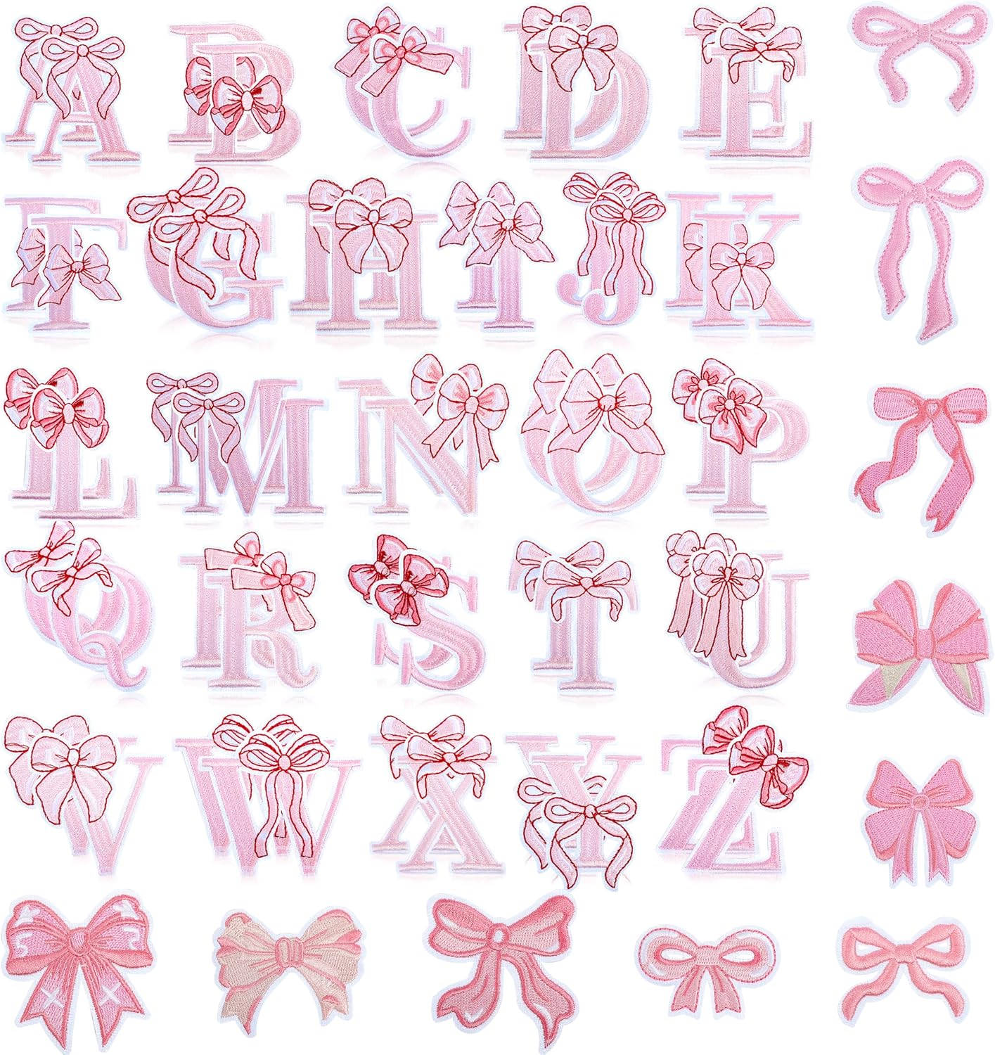 Amazon.com: Kingsow Pink Bow Letter Patches: 68PCS Pink Coquette ...