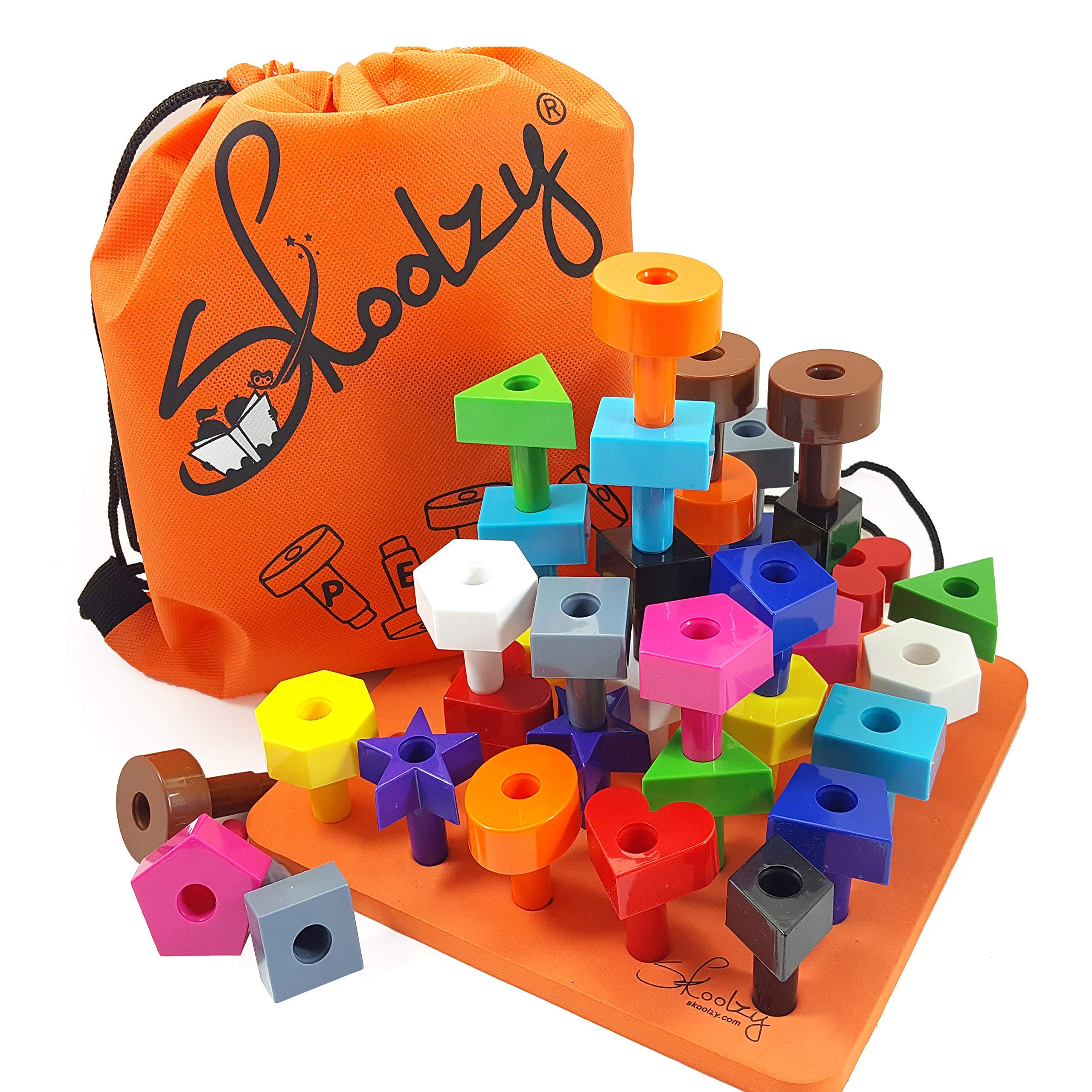 Buy Skoolzy Stacking Toddler Peg Board 38 Piece Set Sorting buy-skoolzy-stacking-toddler-peg-board-38-piece-set-sorting