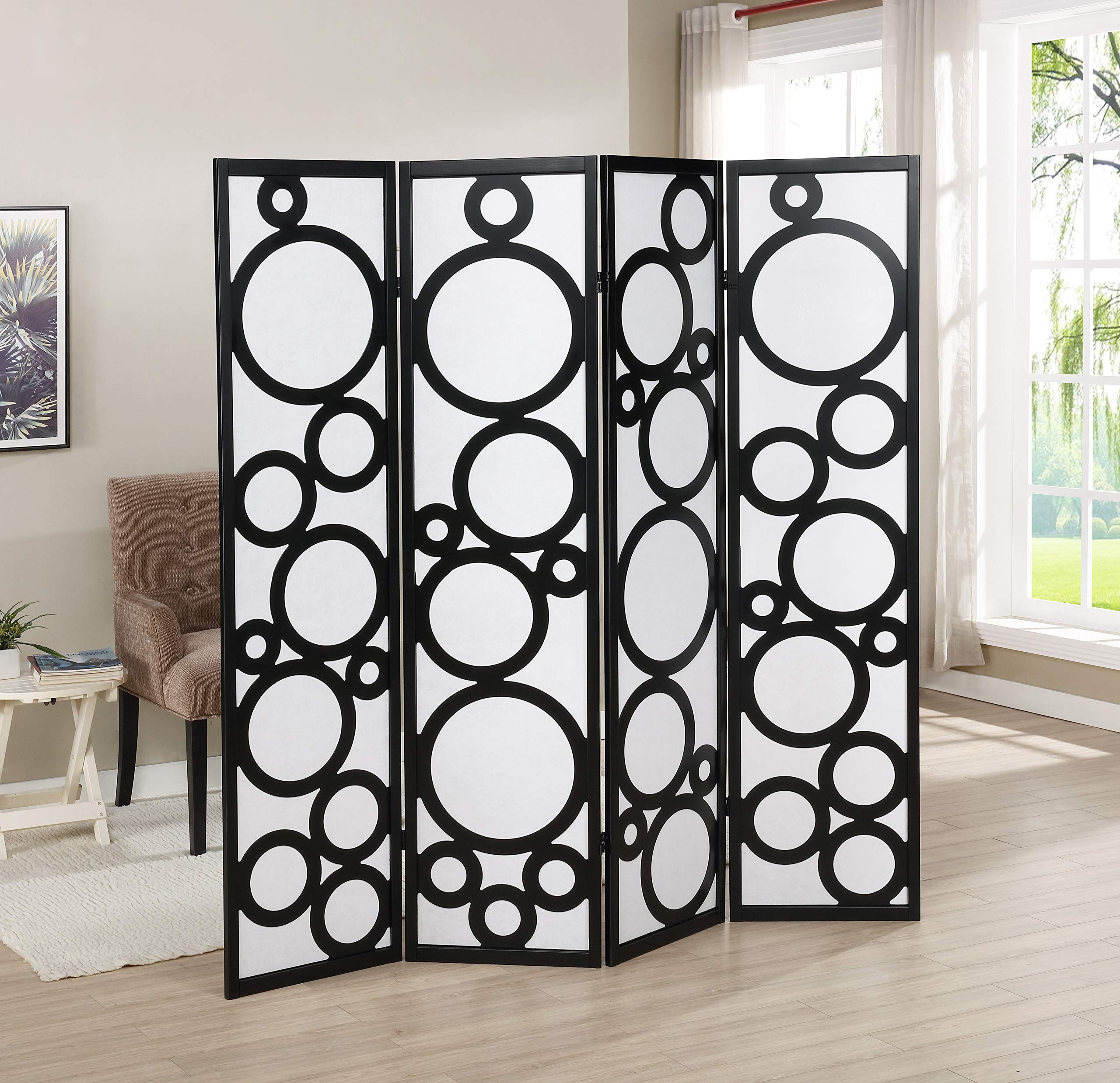Amazon.com: Roundhill Furniture Arvada 4-Panel Wood Room Divider with ...