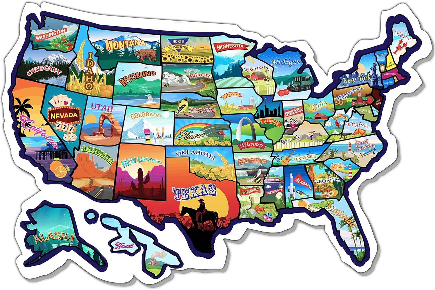 Amazon.com - RV State Sticker Travel Map - 19 x 13 inch Large USA Decal ...