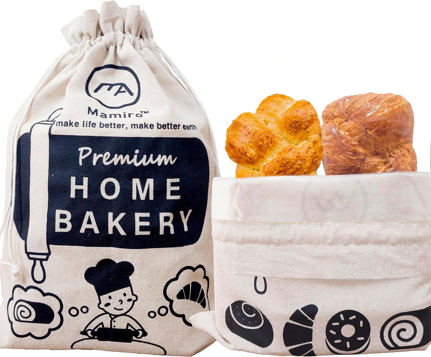Amazon.com: Mamiro Bread Bags for Homemade Bread - 2 Pack Eco-Friendly ...
