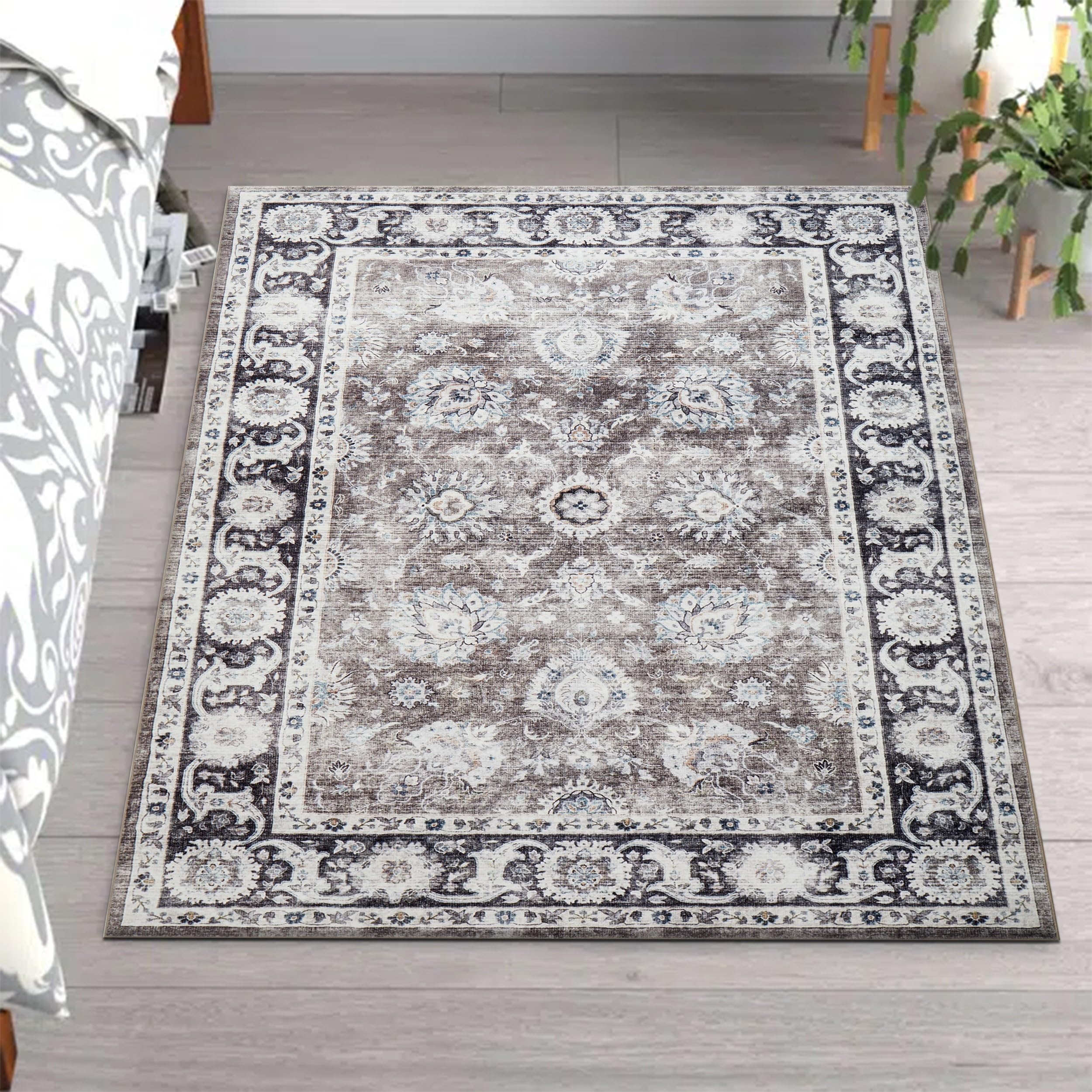 Imperial Rooms Rugs Living Room – Cream & Brown Area Rugs for Bedroom ...