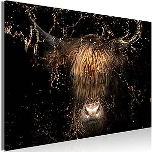 Amazon.de: decomonkey Bilder Hochlandrind 120x80 cm 1 Teilig Leinwandbilder Bild auf Leinwand ...