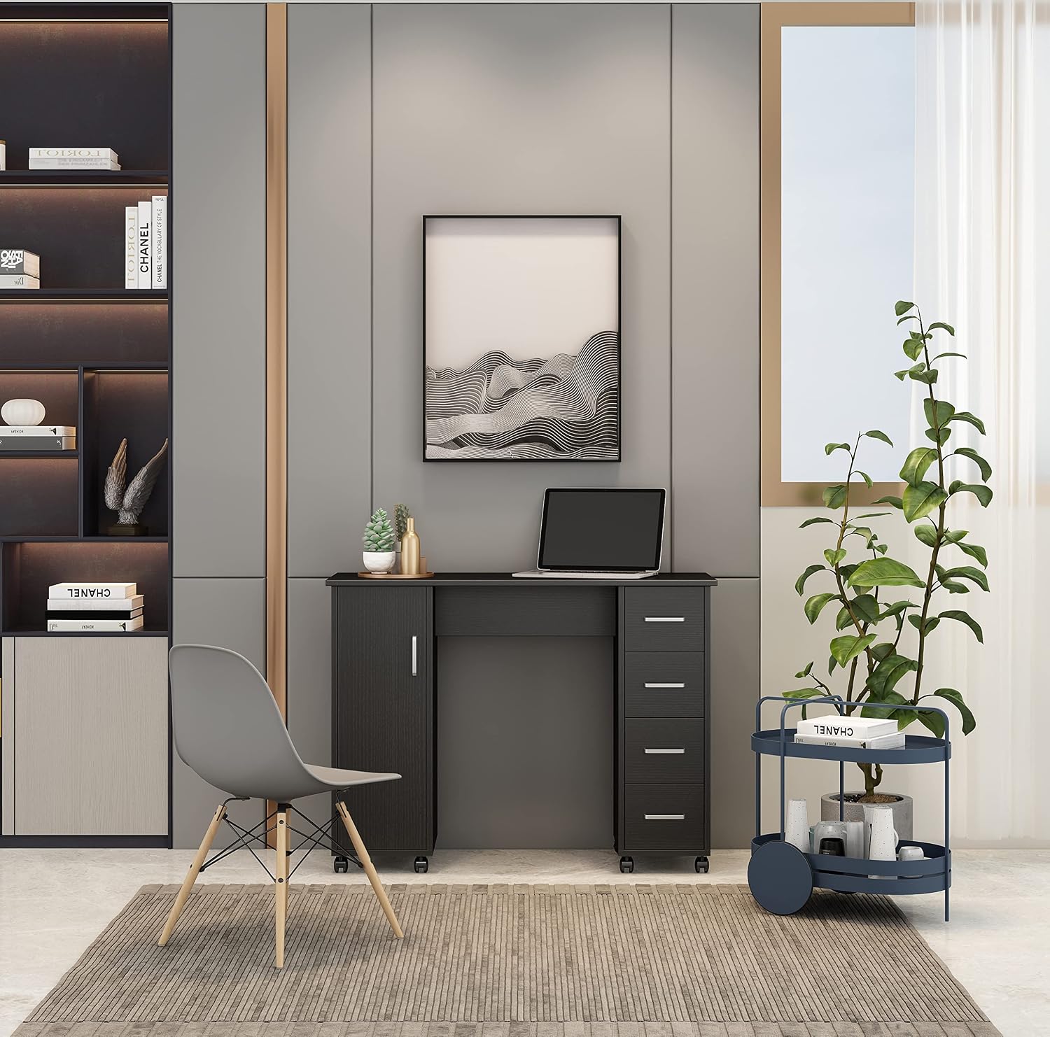Amazon.com: Bellemave Home Office Computer Writing Desk, Rolling Study ...