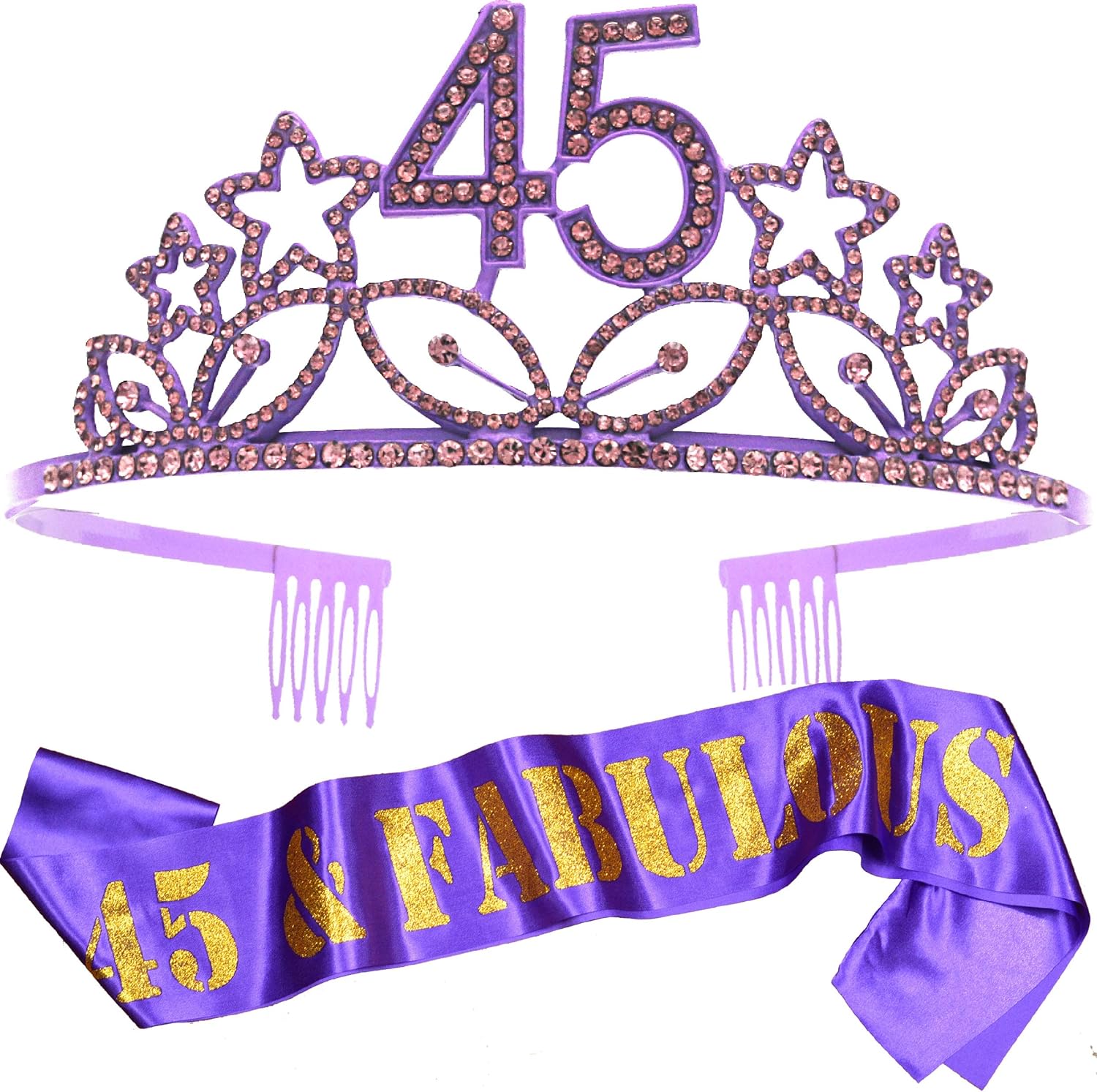 Amazon.com: 45th Birthday Gifts for Woman, 45th Birthday Tiara and Sash ...