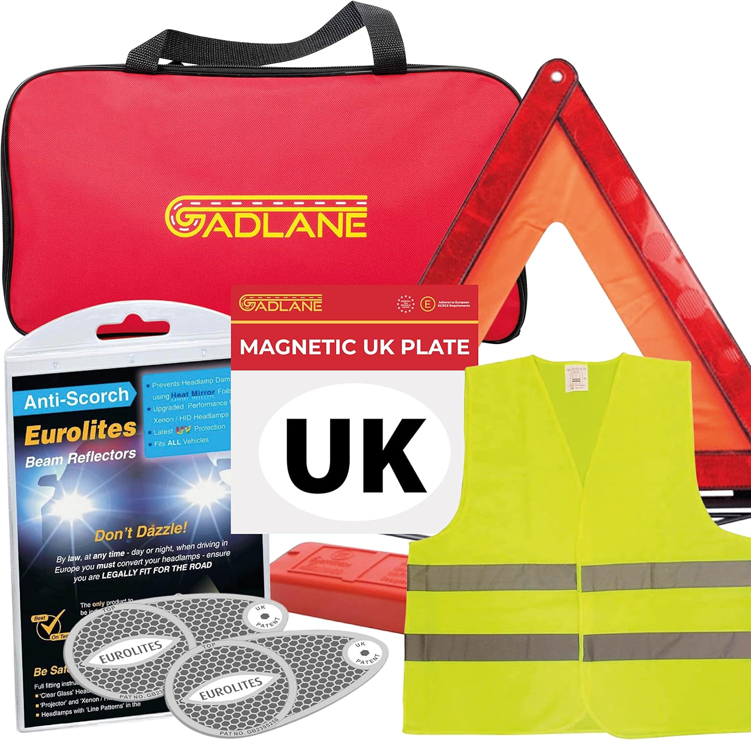 GADLANE 4 Piece Car Travel European Driving Kit - Eurolites Headlamp ...