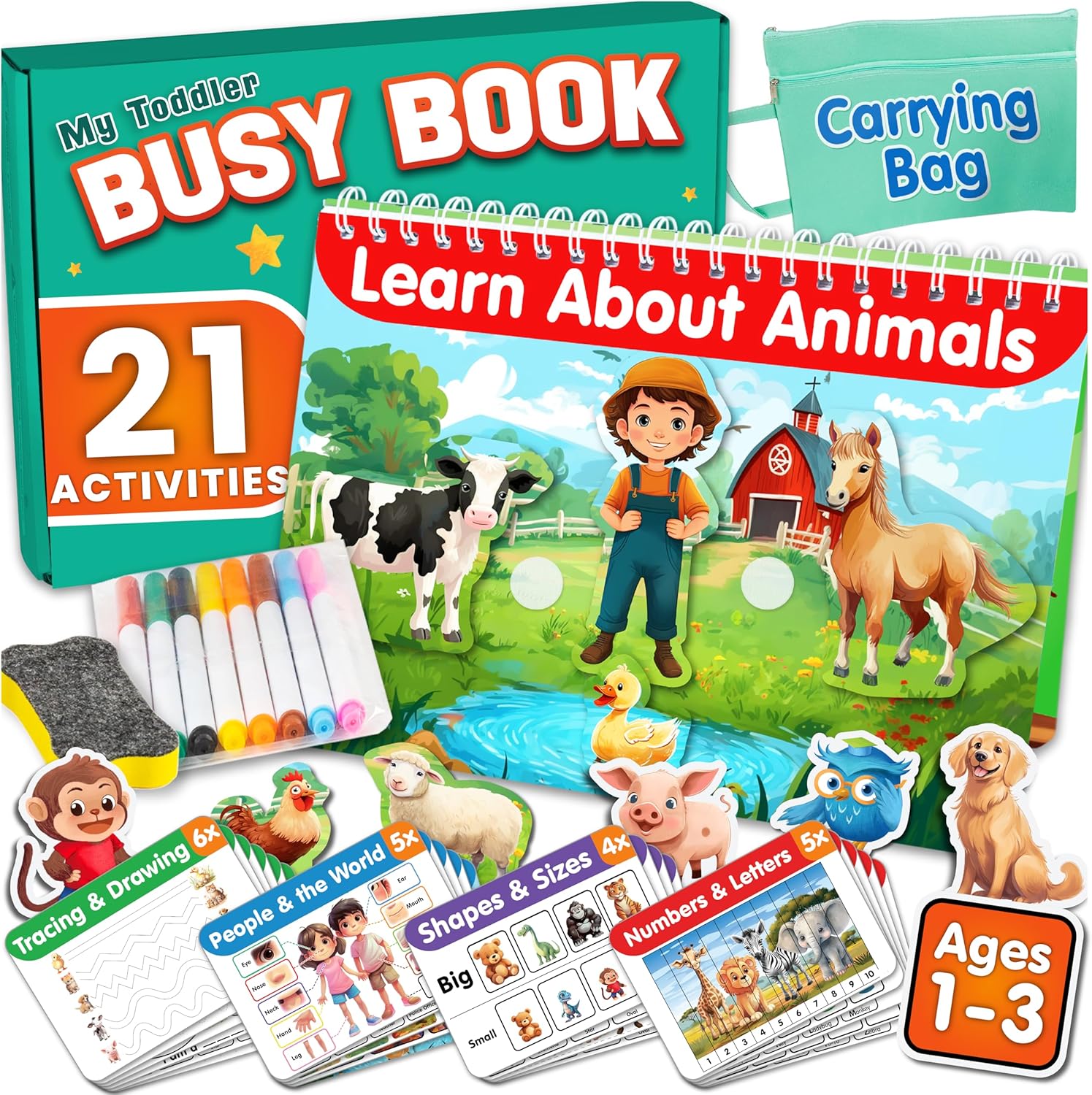 Amazon.com: Busy Book for Toddlers 1-3 – 21 Fun Learning Activities for ...