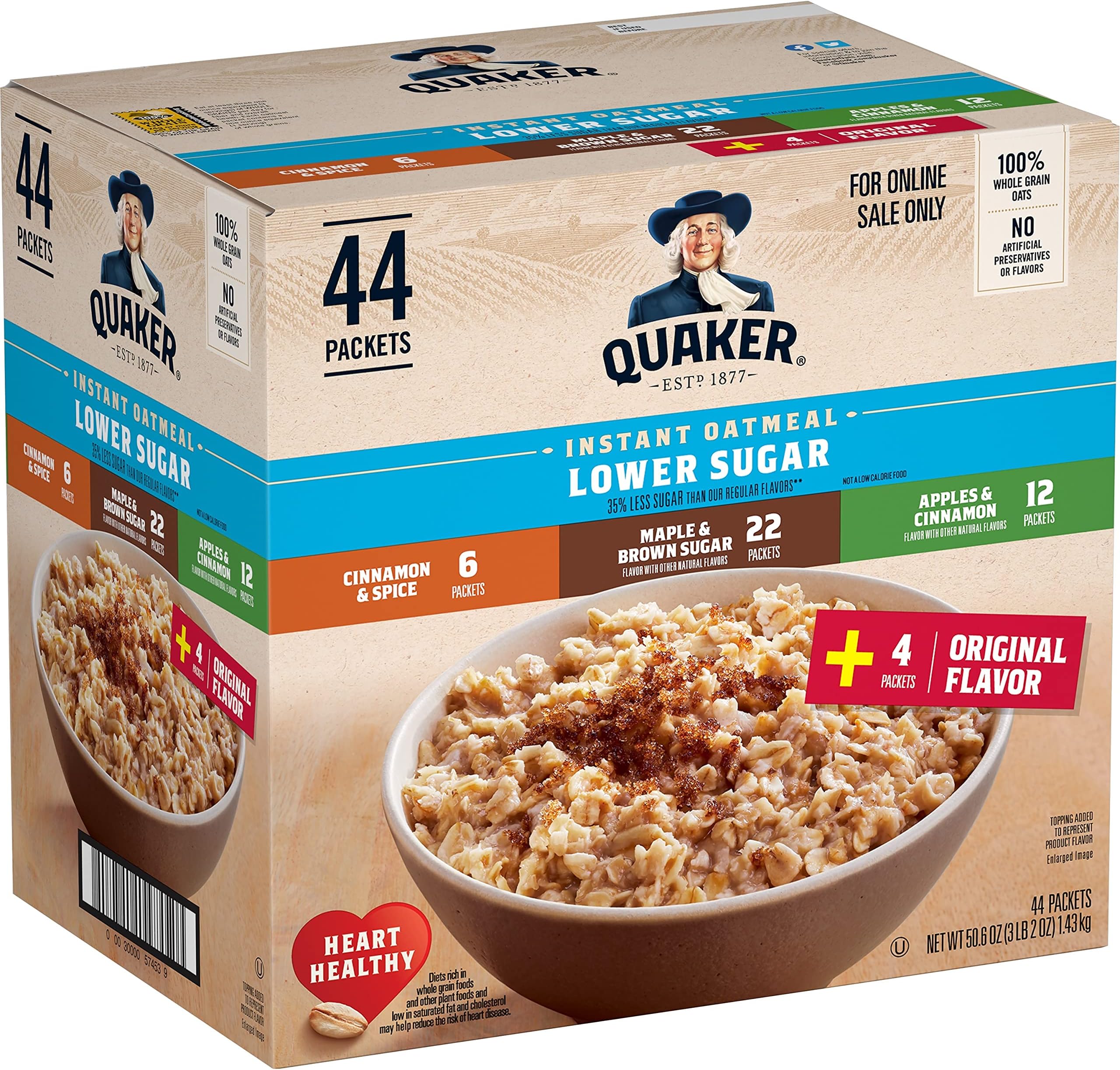 Amazon.com: Quaker High Fiber Instant Oatmeal - Maple & Brown Sugar (2 ...