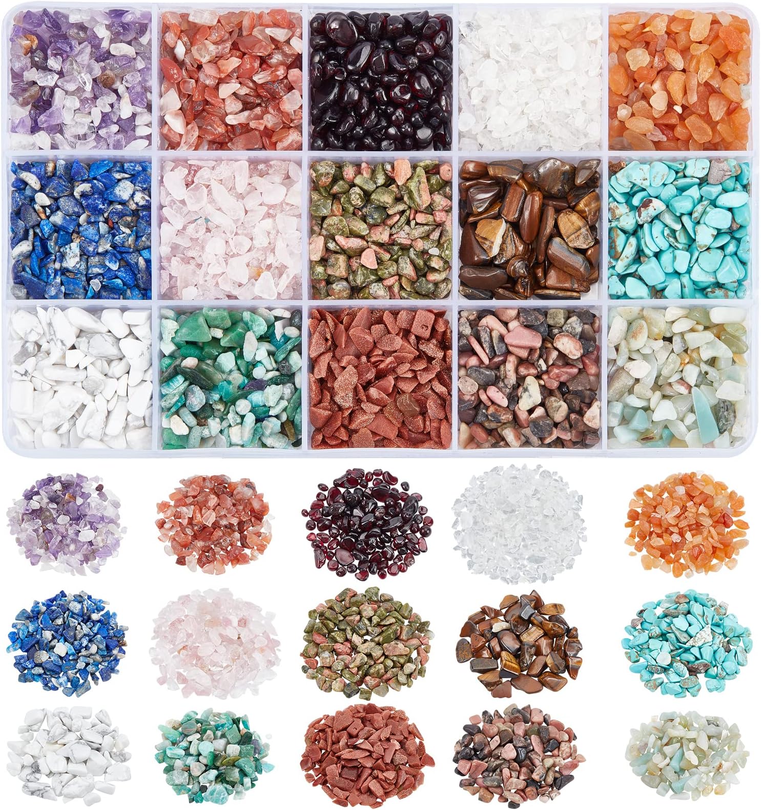 NBEADS 1 Box Gemstone Chip Beads, No Hole Assorted Natural Material ...