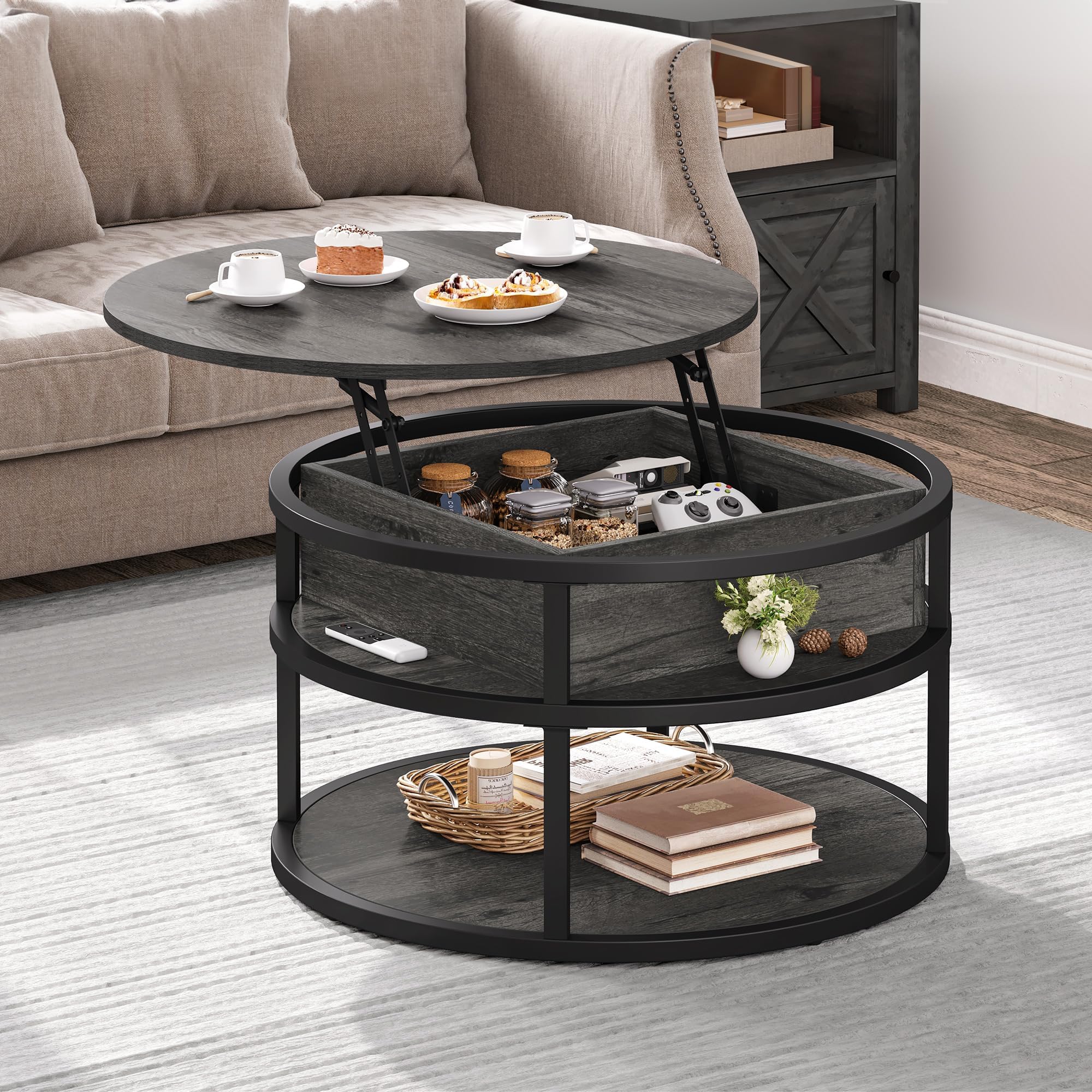 Amazon.com: YITAHOME Round Lift Top Coffee Table, Coffee Tables for ...