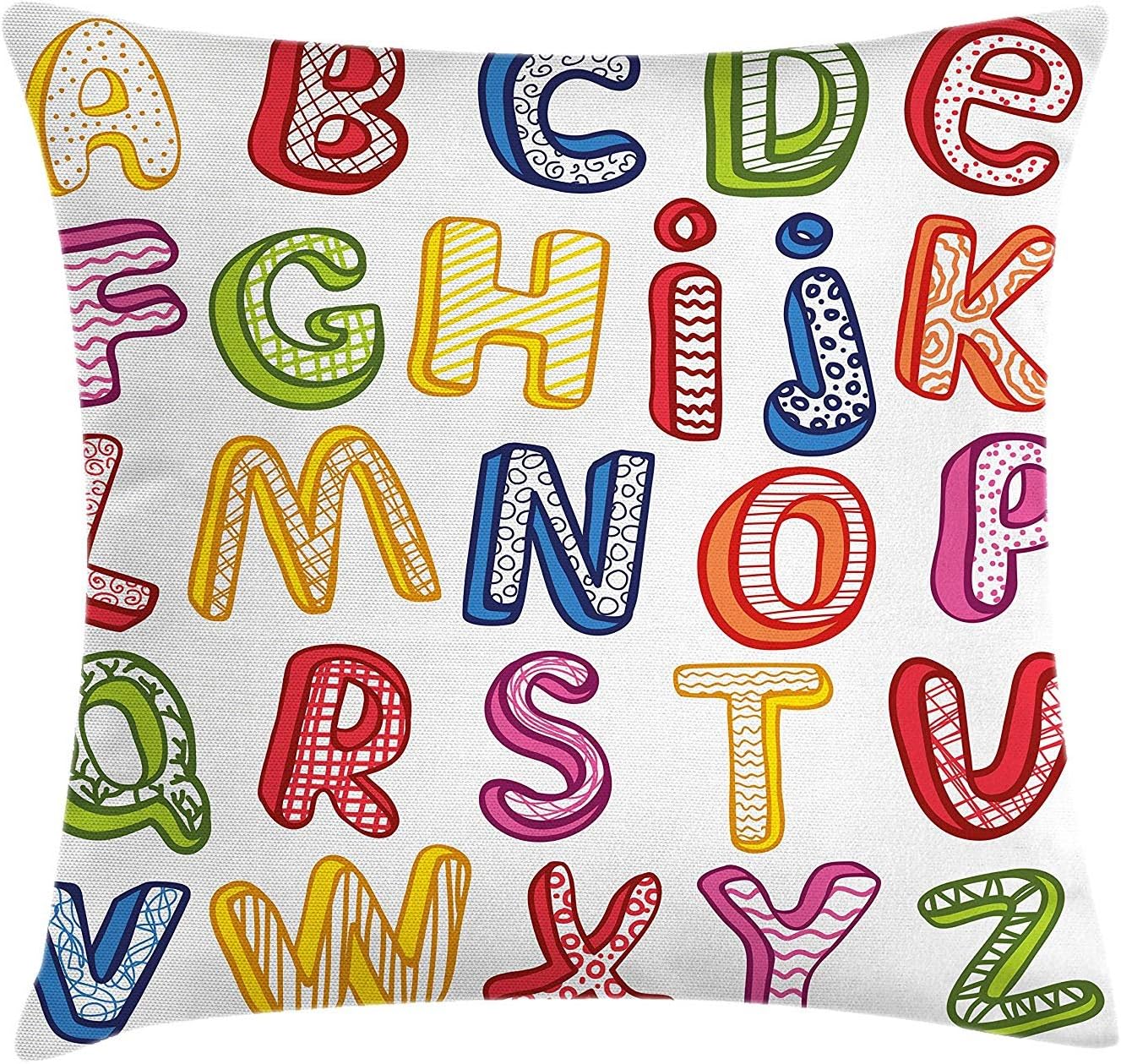 Amazon.com: Classroom Pillow Cover 18x18 for Kids Colorful Rainbow ABC ...