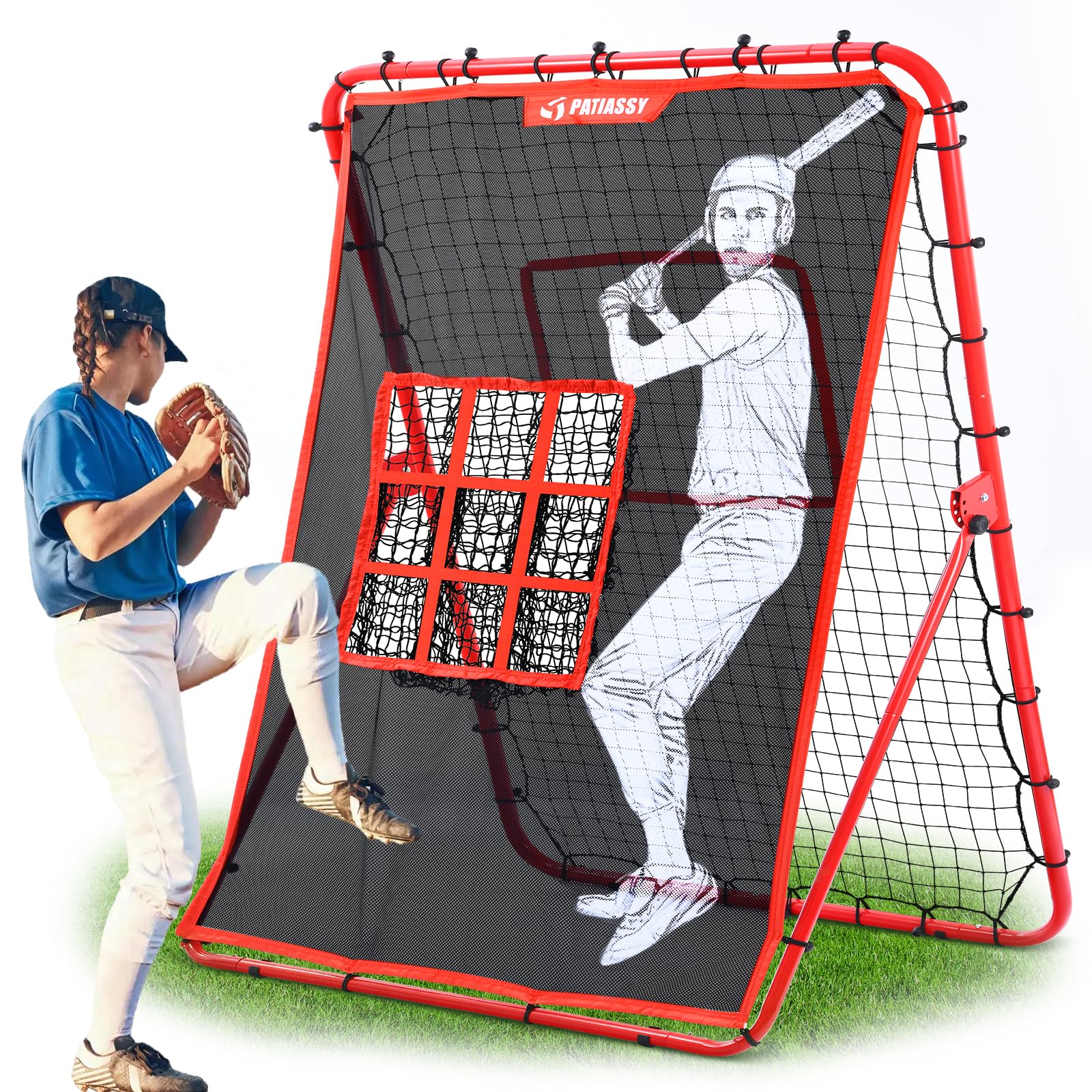 Snapklik.com : Patiassy 2-in-1 Baseball Rebounder Net & Pitching Net ...