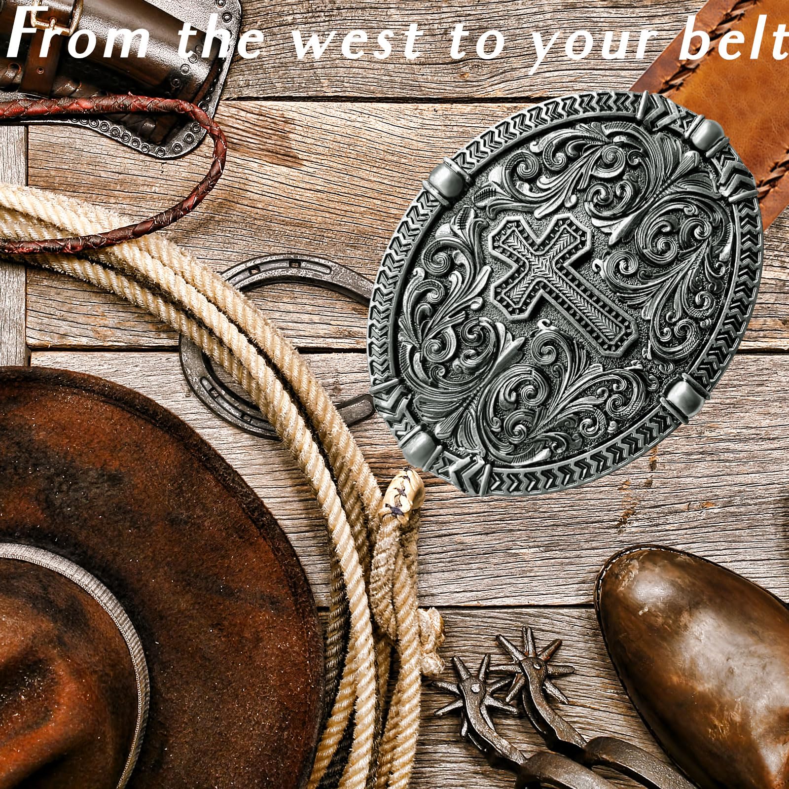 Snapklik.com : Religious Cross Western Belt Buckles For Men Cowboy Belt ...
