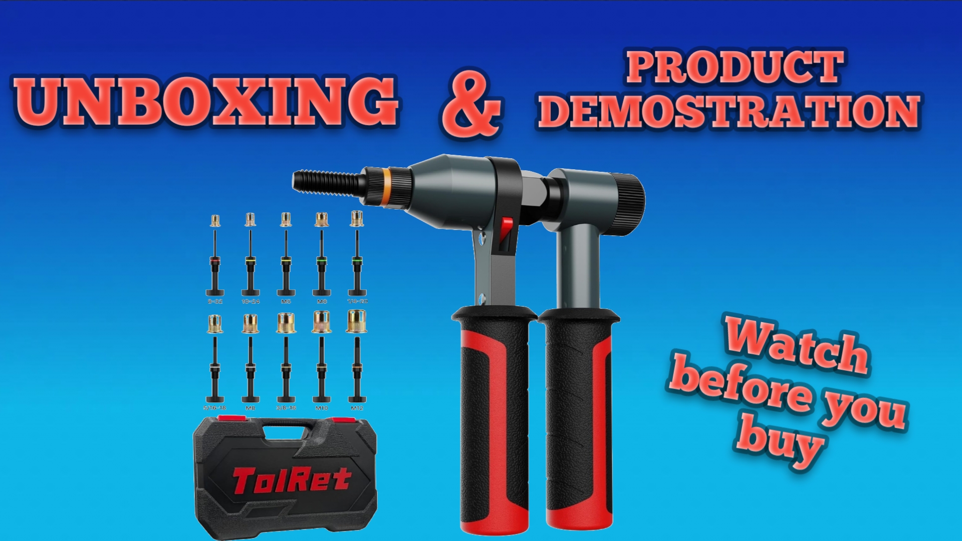 Watch TOLRET Rivet Ratchet Tool Unboxing & Demostration on Amazon Live