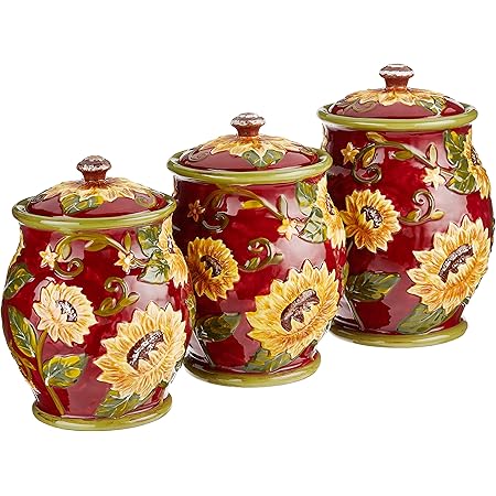 Amazon.com: Certified International Sunset Sunflower 3 pc. Canister Set ...