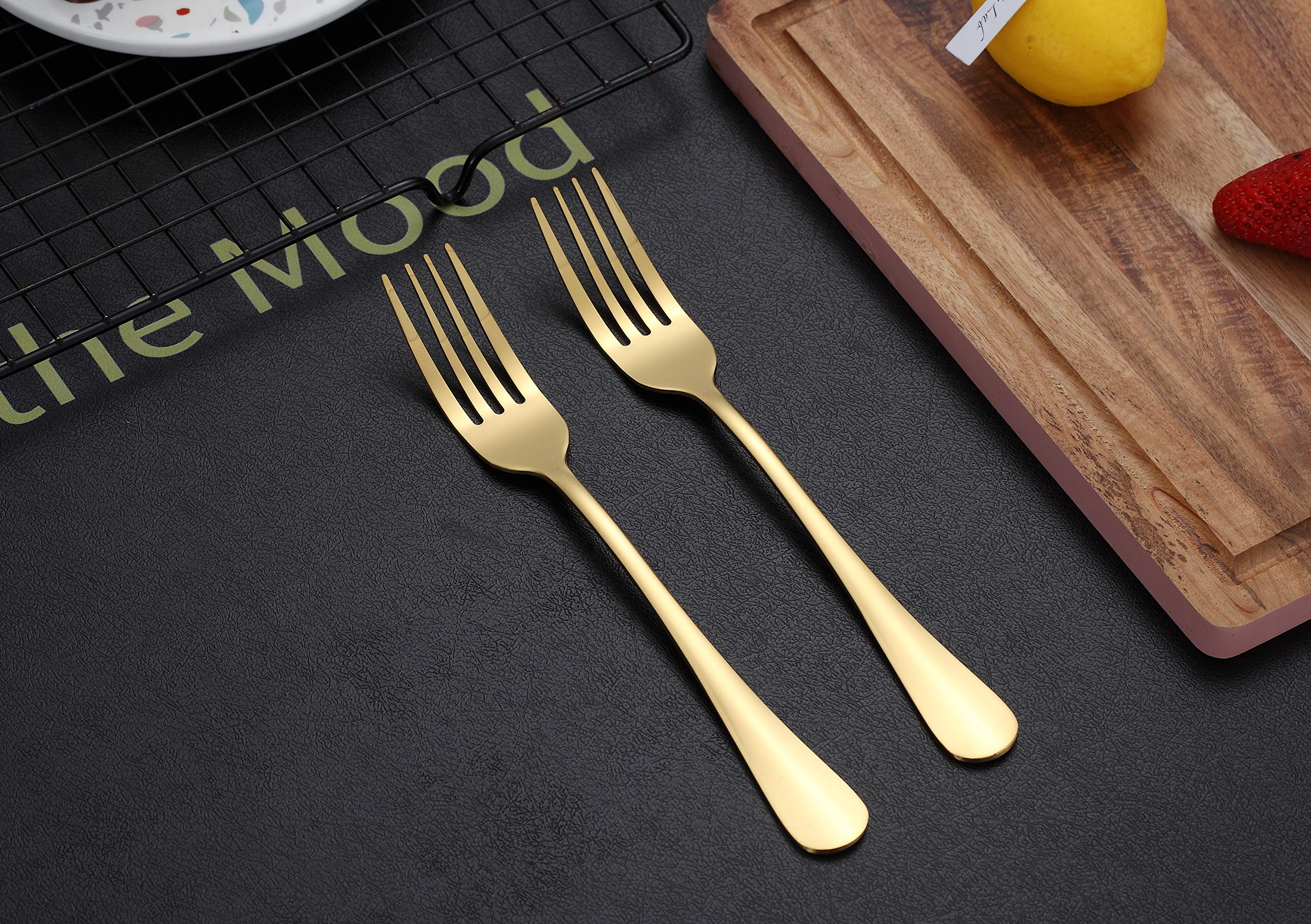 Snapklik.com : Gold Dinner Fork 6 Pieces, Stainless Steel 8.17 Inch ...