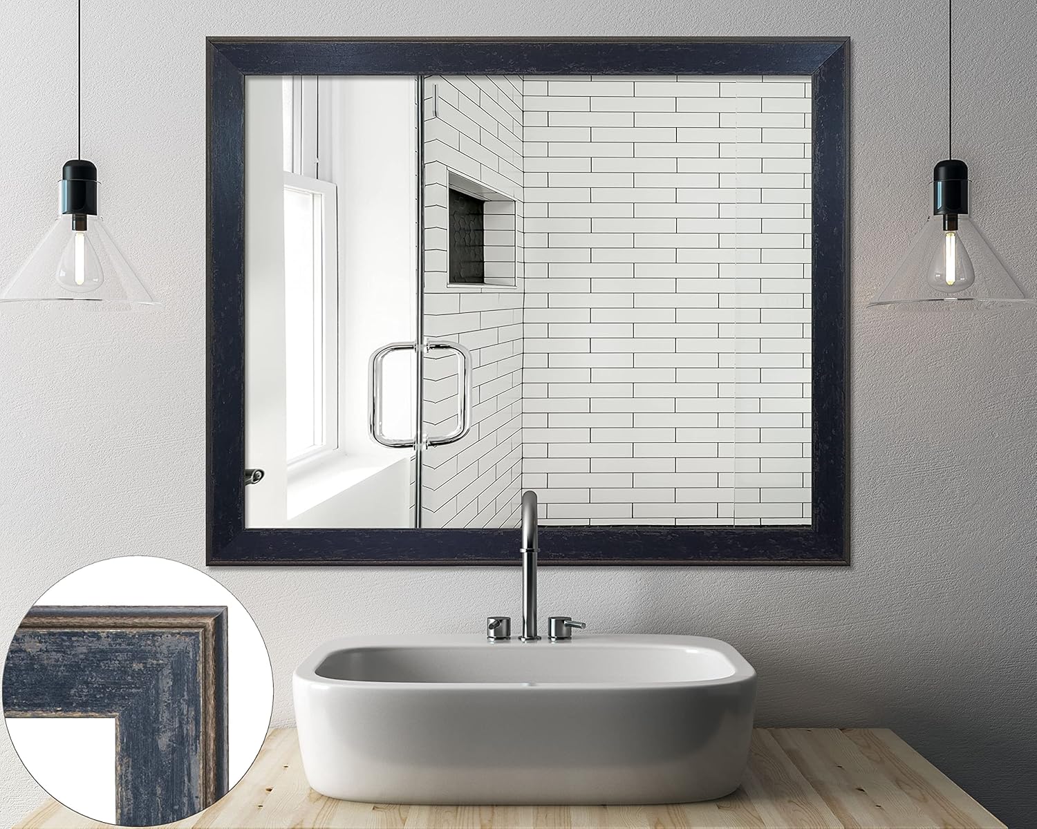 Amazon.com: Blackstone Modern Rustic Framed Mirror - Reclaimed Styled ...