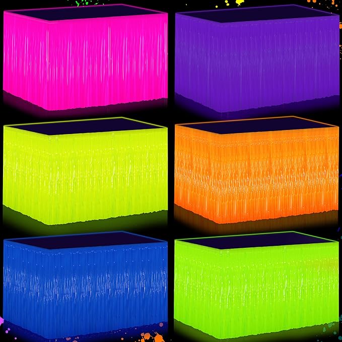 Amazon.com: Glow in the Dark Party Supplies - 6Pack Neon Tinsel Fringe ...