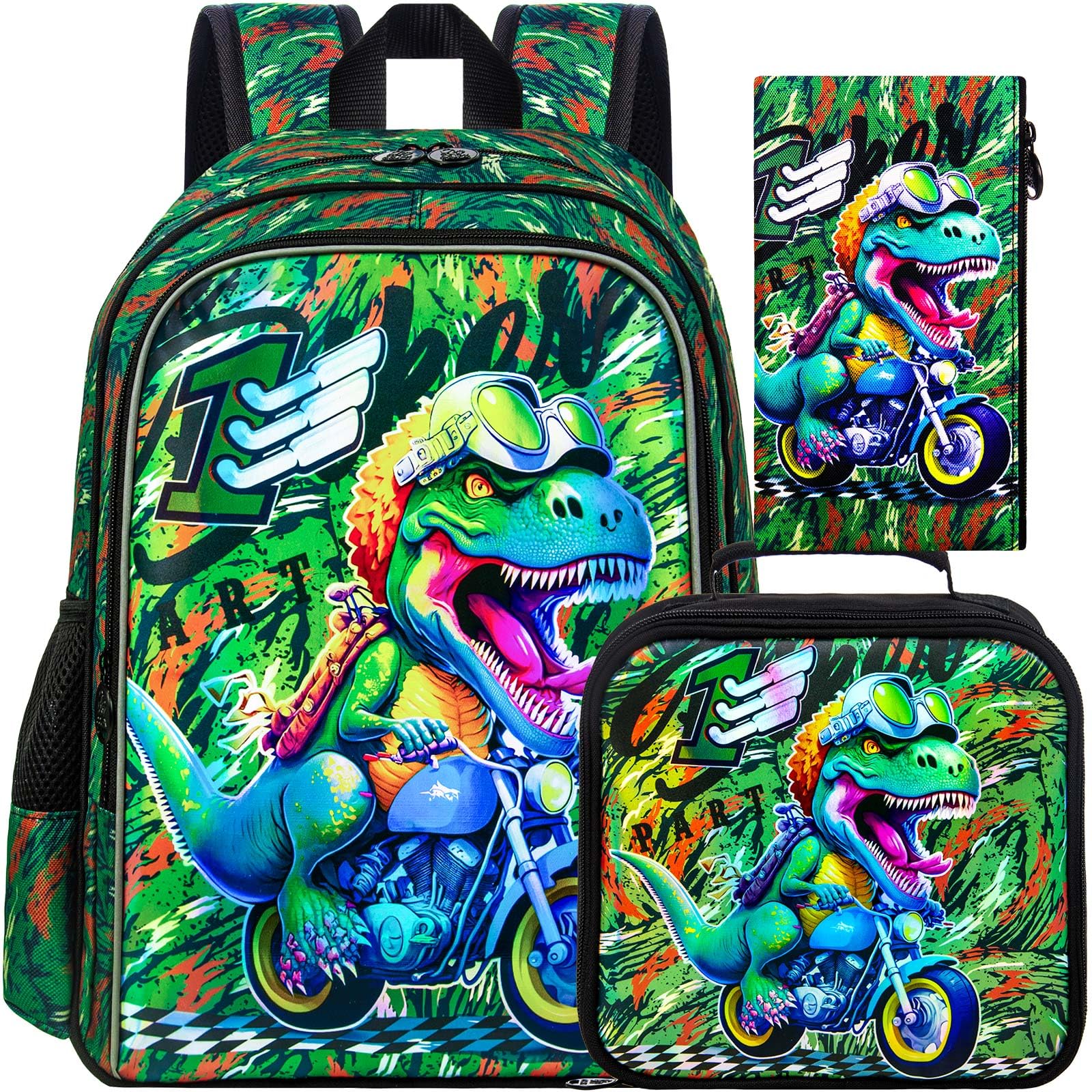 Amazon.com | UFNDC 3PCS Boys Dinosaur Backpack, Kids Camouflage Bookbag ...