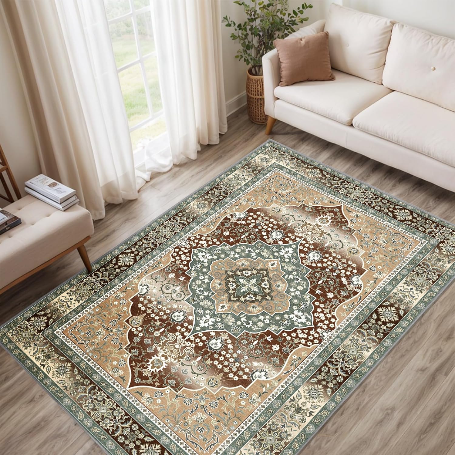 Amazon.com: Oriental 4x6 Area Rugs, Traditional Washable Rug, Non-Skid ...