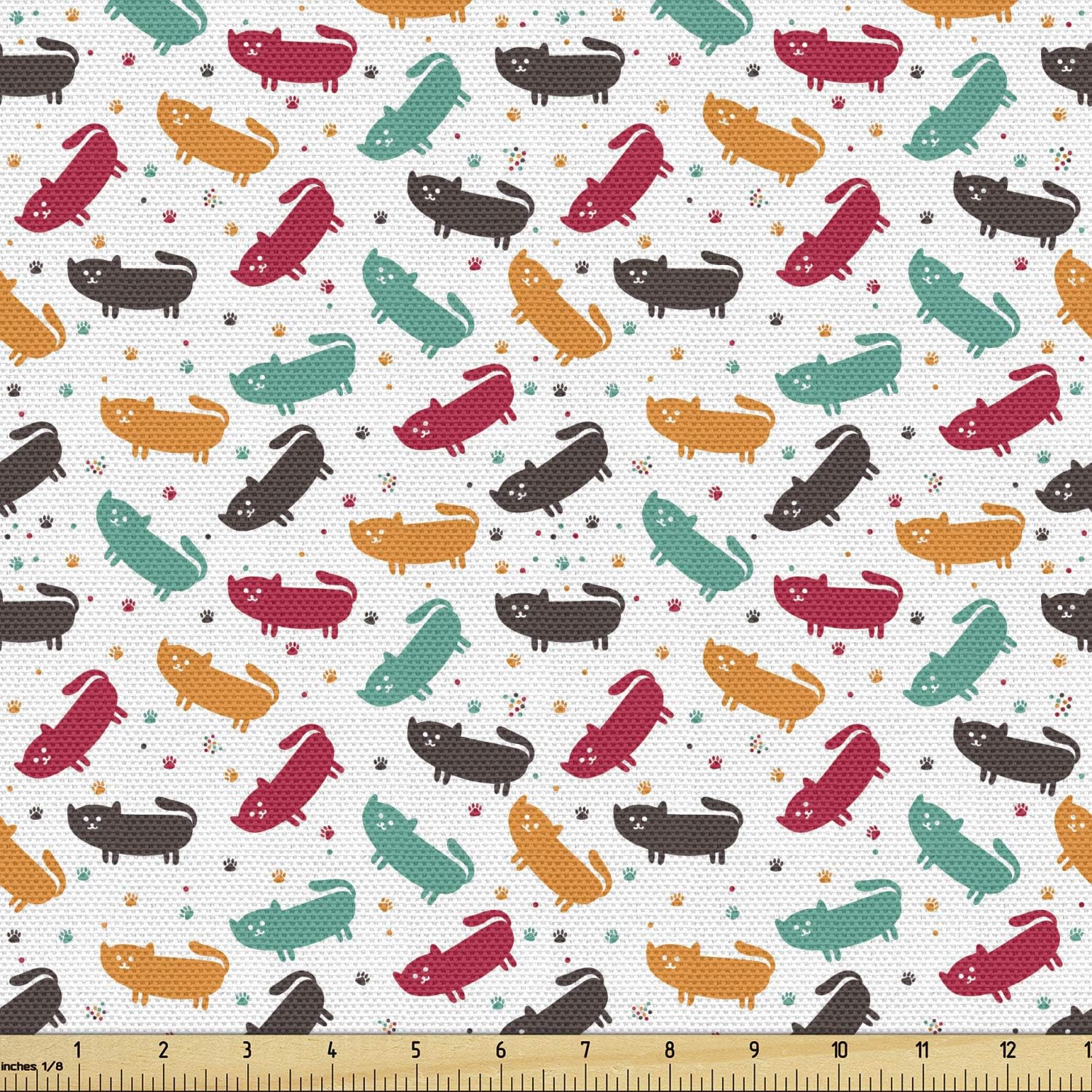 Amazon.com: Ambesonne Funny Fabric by The Yard, Cat Lovers Themed ...