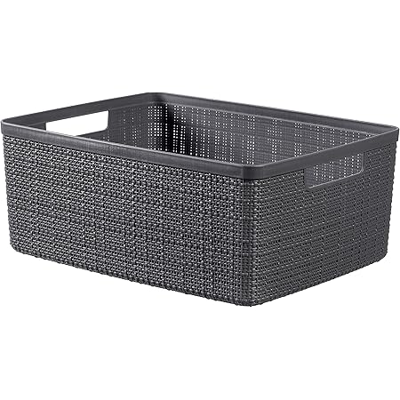 CURVER Jute Basket 100% Recycled Plastic Rectangular 12 L, Dark Grey, M ...