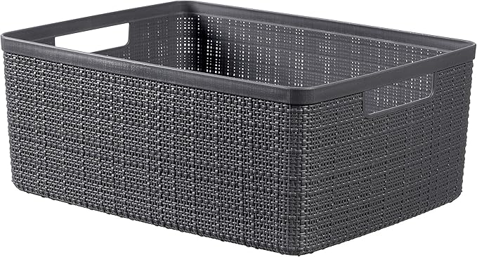 CURVER Jute Basket 100% Recycled Plastic Rectangular 12 L, Dark Grey, M ...