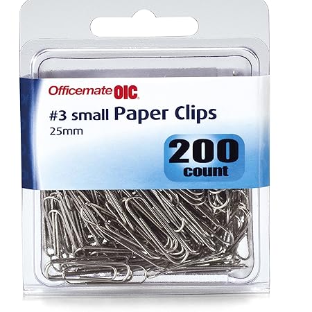 Amazon.com : Officemate Small #3 Size Paper Clips, Silver, 200 in Pack ...