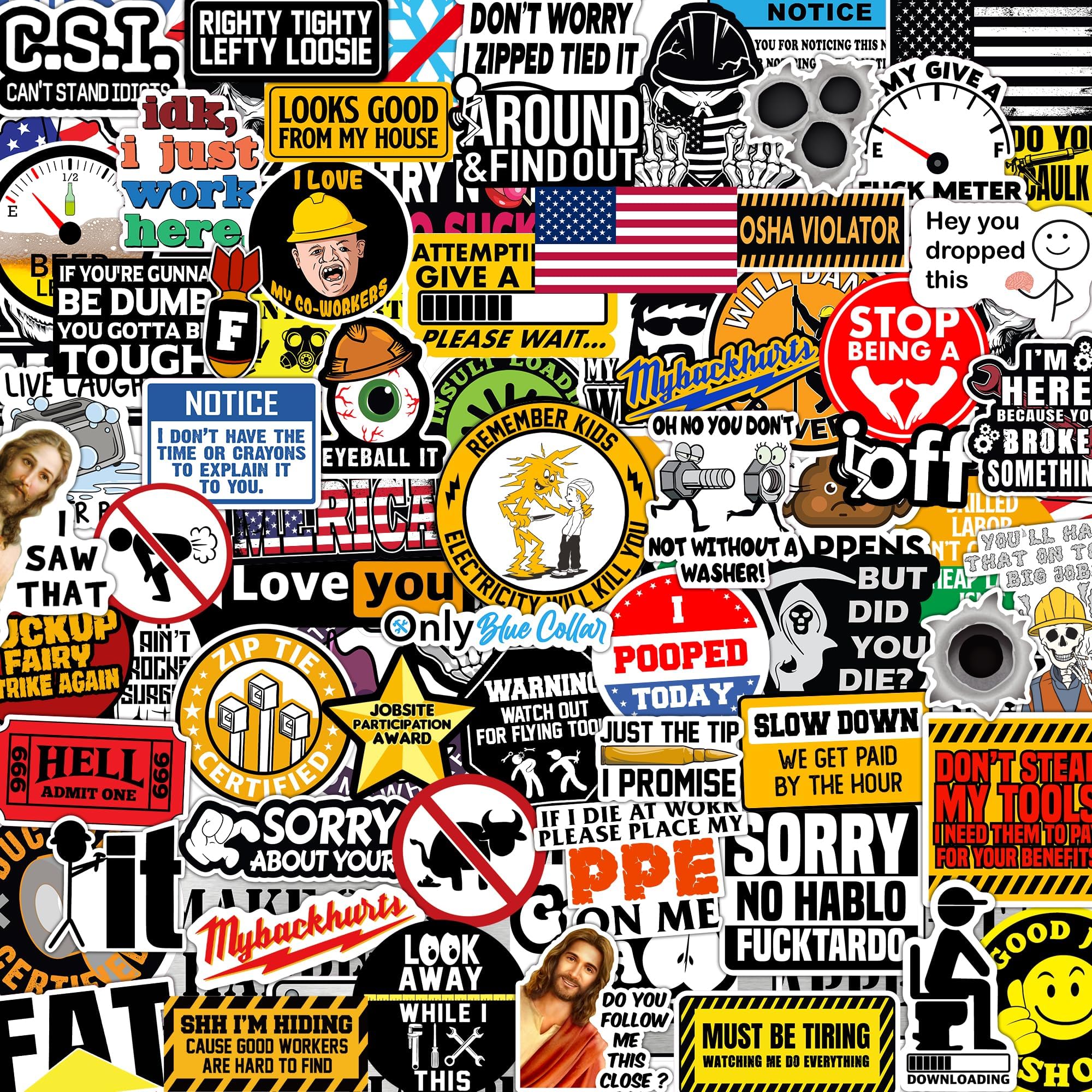 Amazon.com: 50 Pack GregCo Hard Hat Stickers, Tool Box Decals, Adult ...