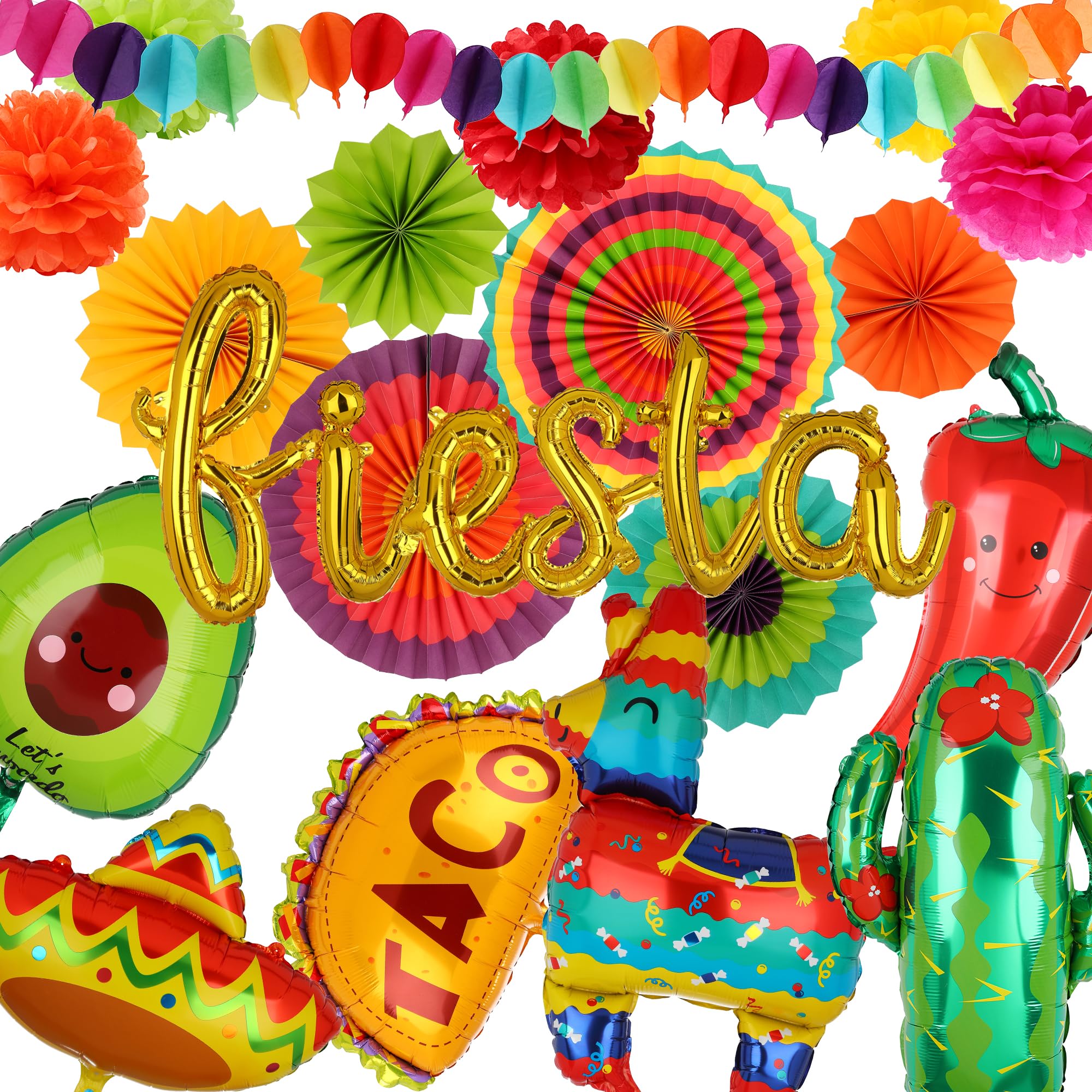 GGDE Mexican Party Decorations Paper Fan Fiesta Letter Banner Mexico ...