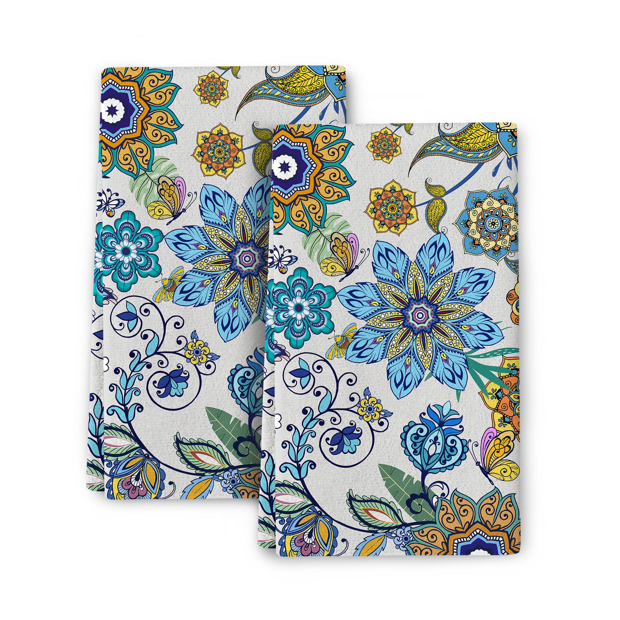 Amazon.com: Cukemip Boho Floral Kitchen Towels Decorative Set of 2 ...