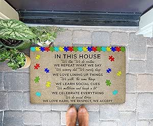 Amazon.com: WPBFSY Autism Awareness Doormat, in This House We Do Autism ...