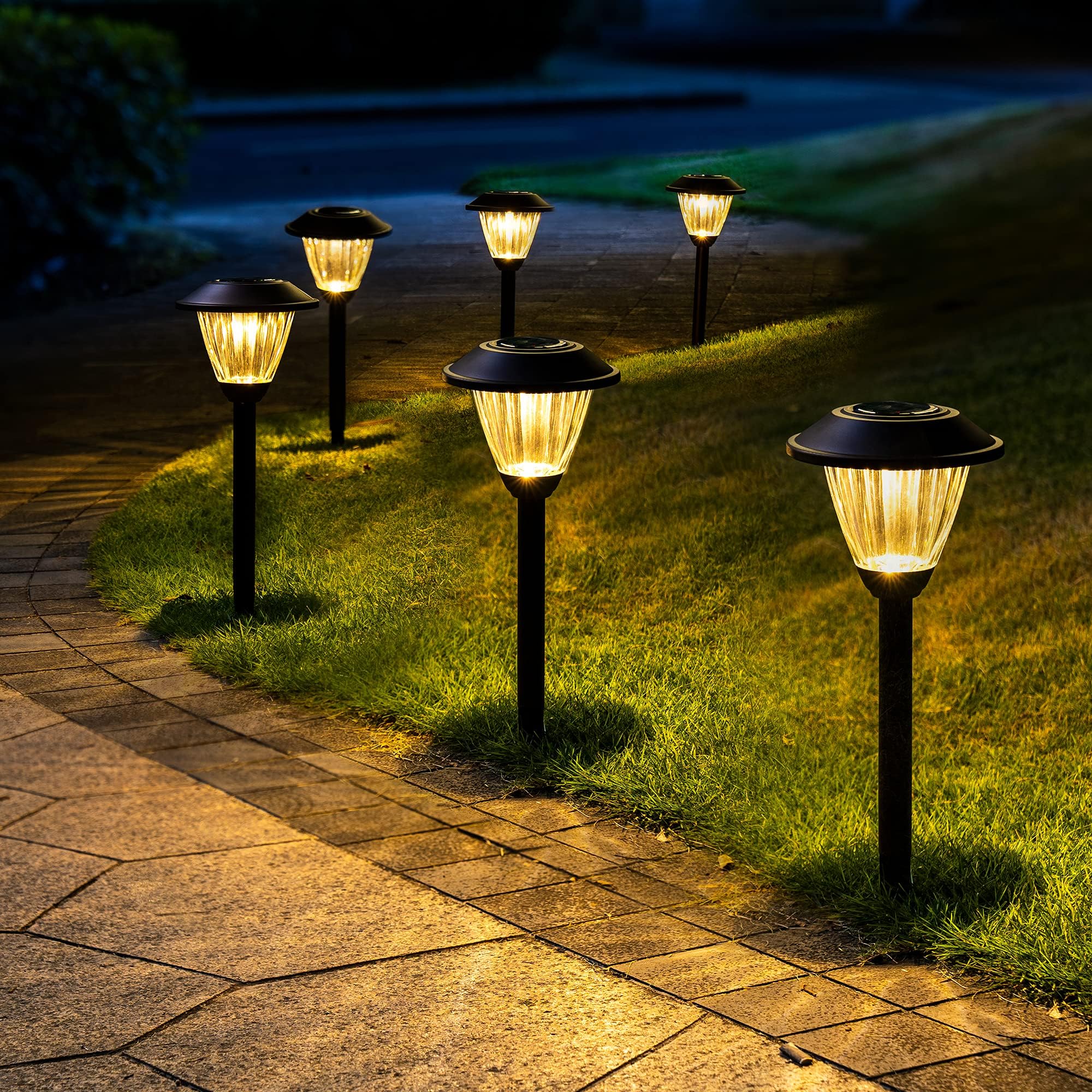 SOLPEX Solar Pathway Lights Outdoor, 6 Pack Solar Powered Garden Lights ...